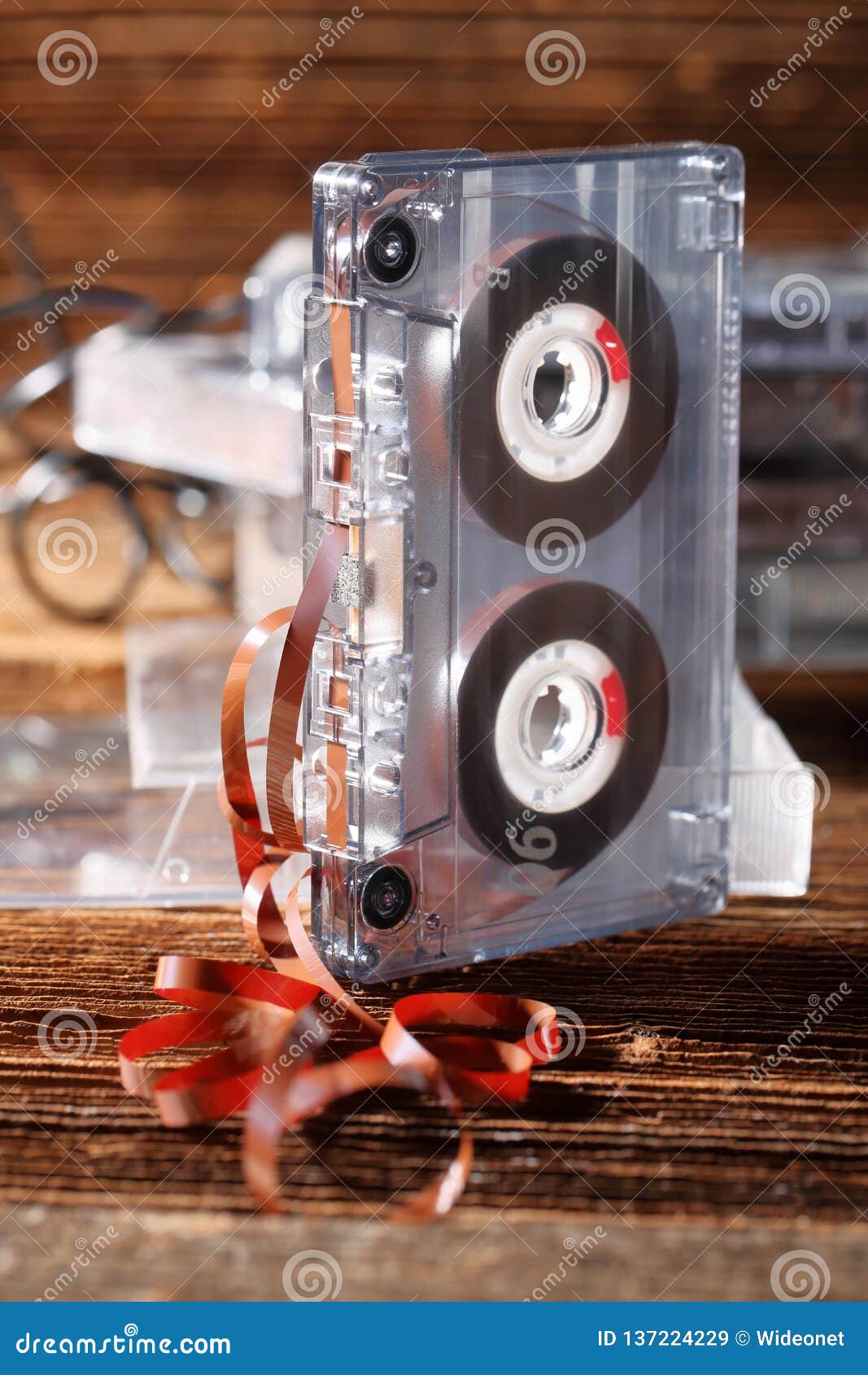 Classic Audio Cassette with Pulled Out of Tape Stock Image - Image of ...