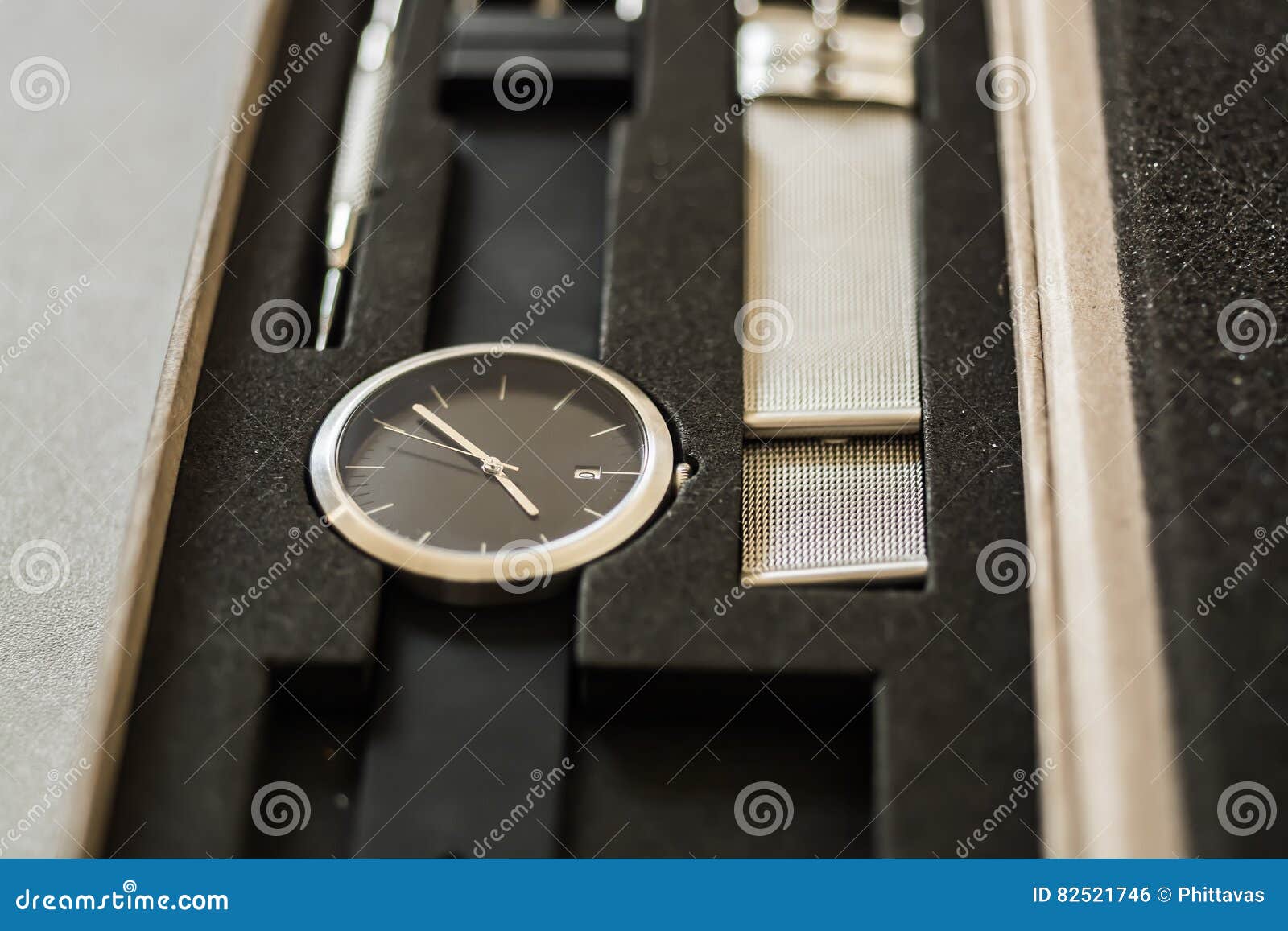 Classic Automatic Men Watch with Stainless Steel Wrist Stock Photo ...