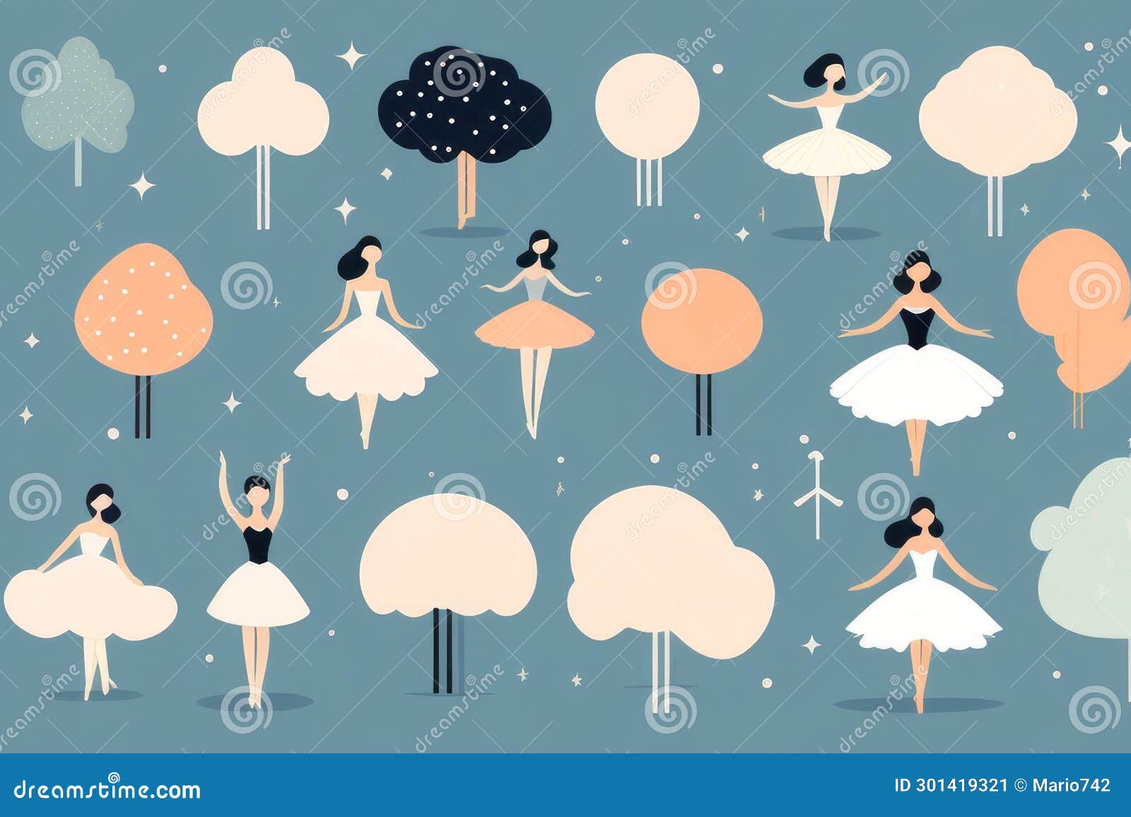Classic Ballet Themed Background, Blue Background and Stylized ...