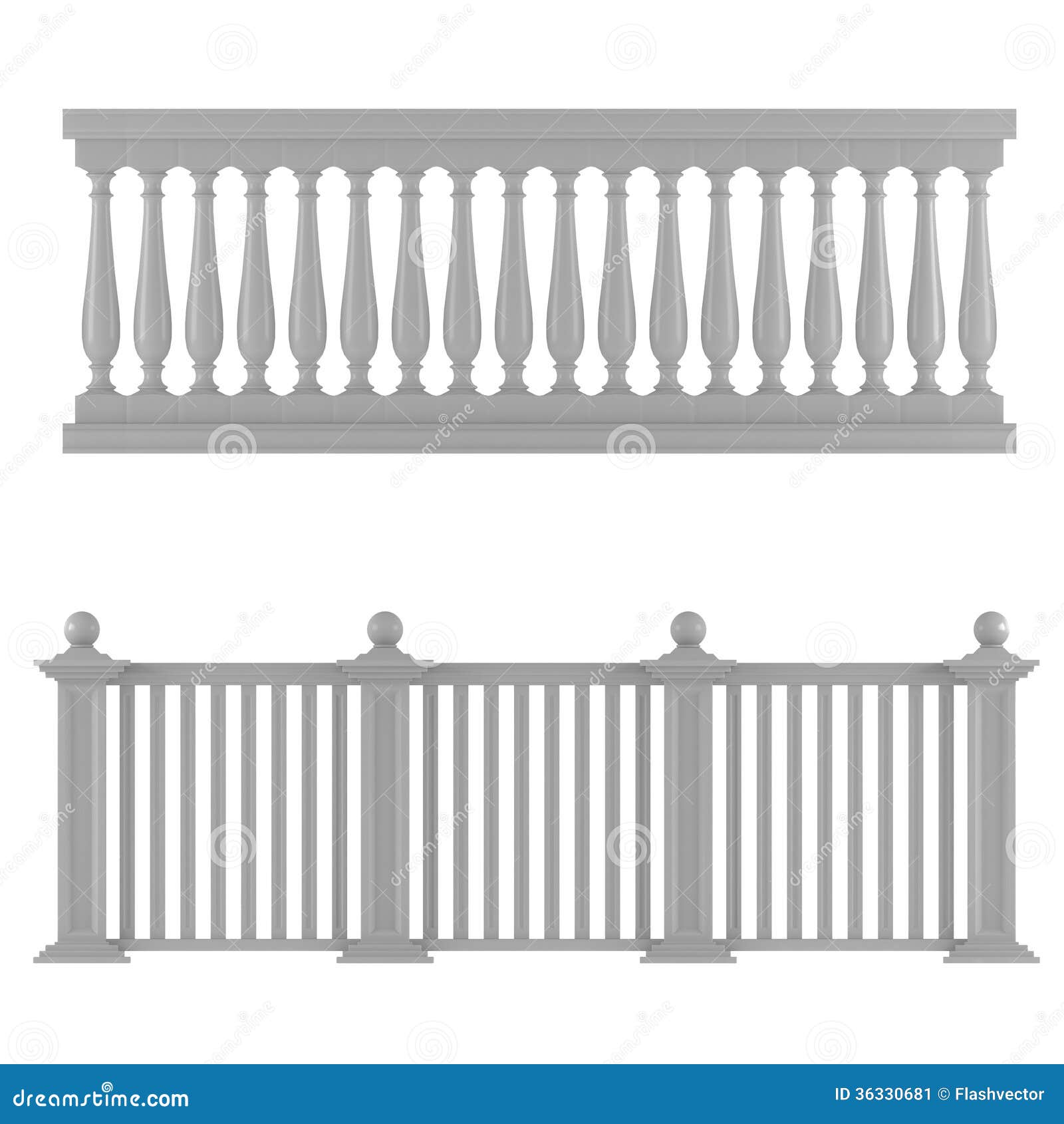 Classic Balustrade Isolated Stock Illustration - Illustration of ...