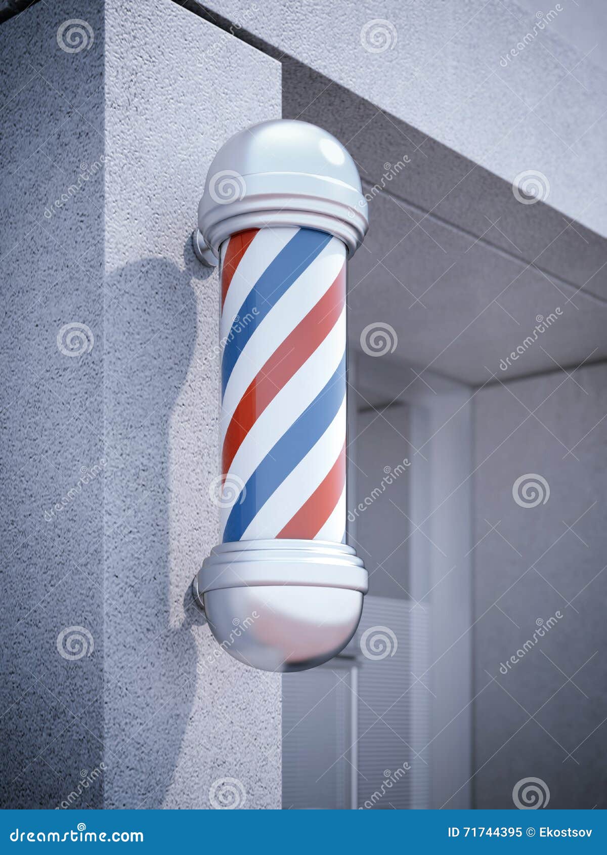 Classic Barber Shop Pole on the Gray Wall. 3d Rendering Stock ...