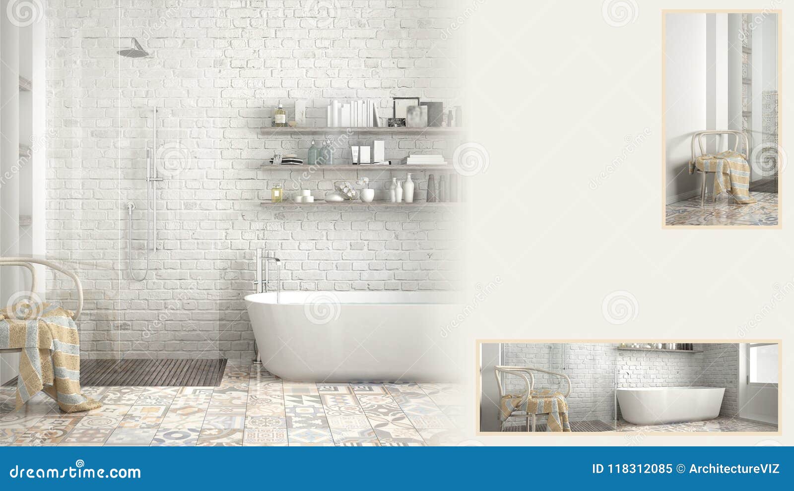 Classic Bathroom Presentation with Copy Space and Details Closeup ...