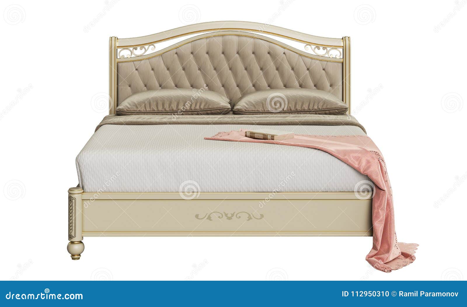 Classic Bed on White Background Stock Illustration - Illustration of ...