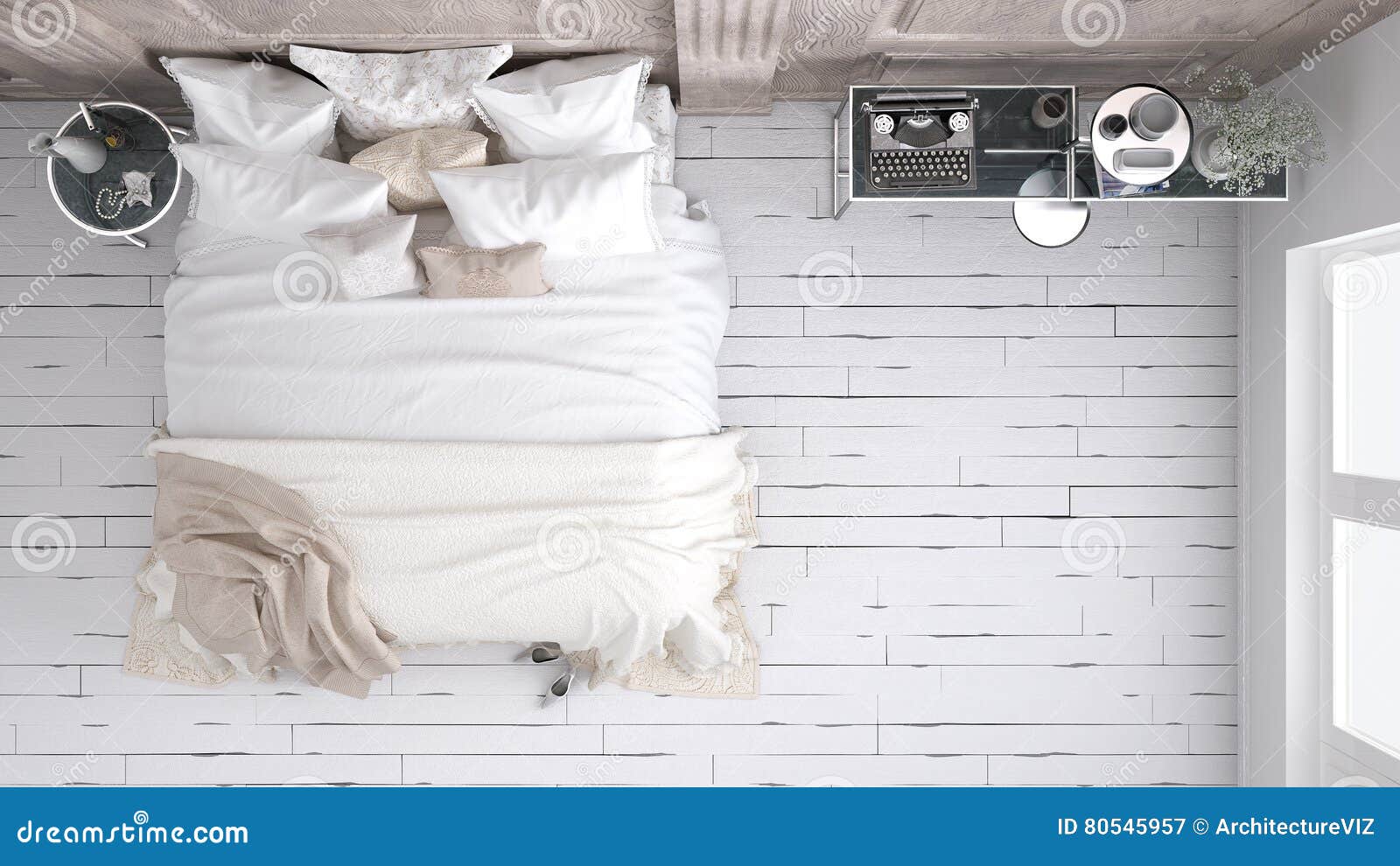 Classic bedroom, top view stock image. Image of interior - 80545957