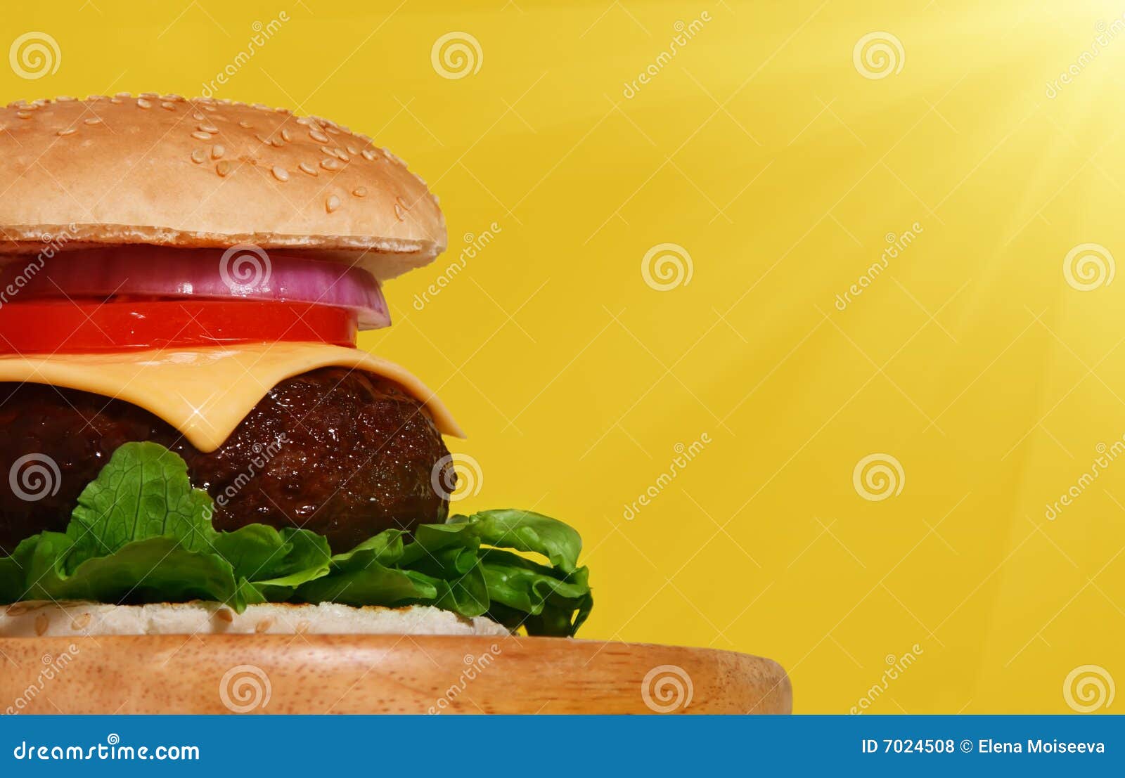 Classic Beef Burger on Sunny Yellow Background Stock Photo - Image of ...