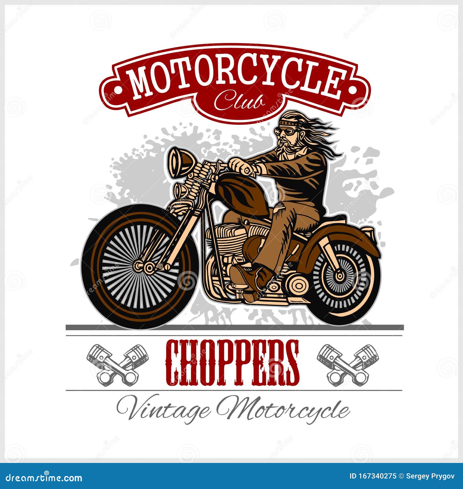 Classic Biker Illustration for Badge or Label. Motorcycle Theme Stock ...