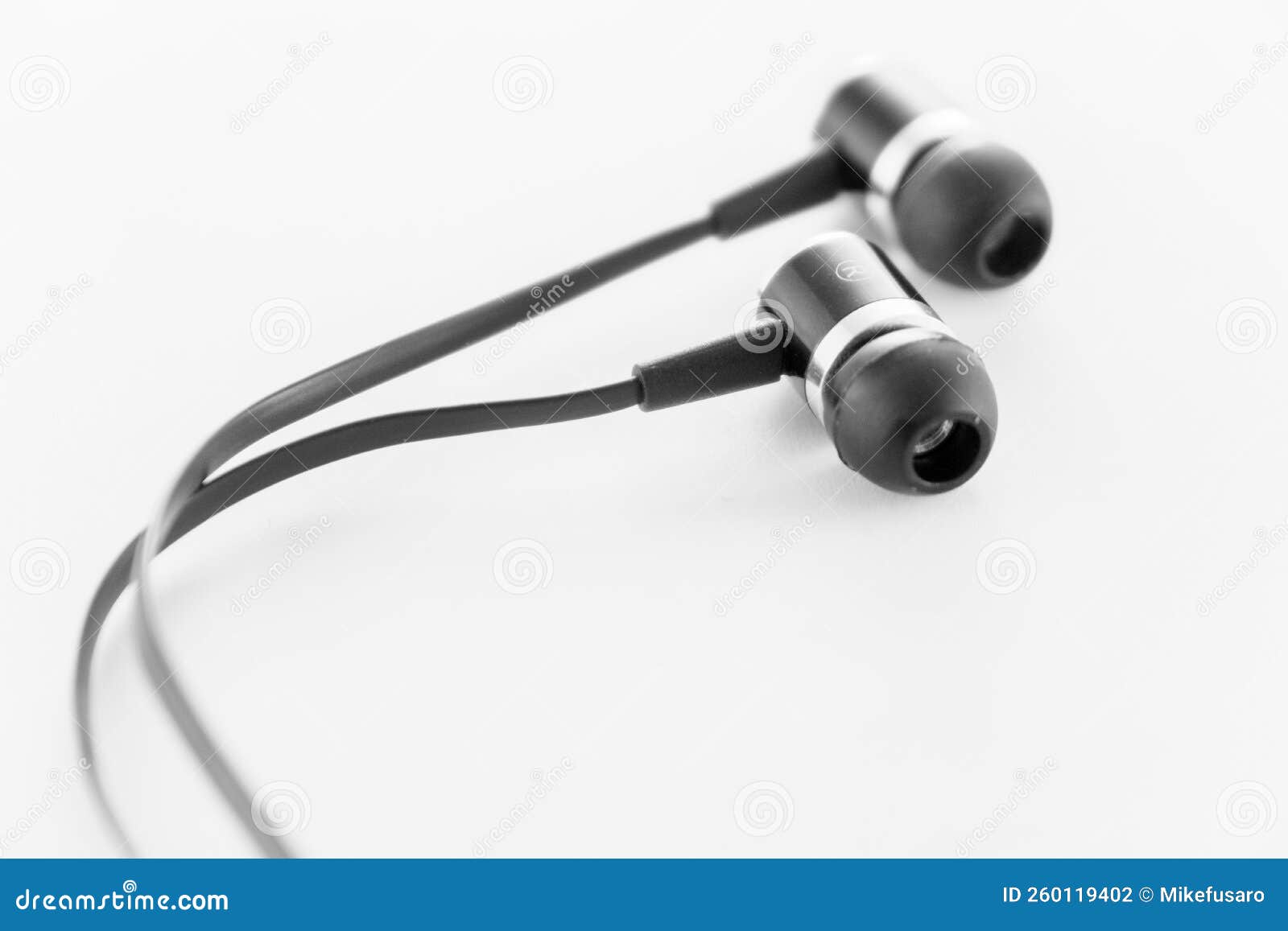 Classic black earbuds stock photo. Image of modern, radio - 260119402