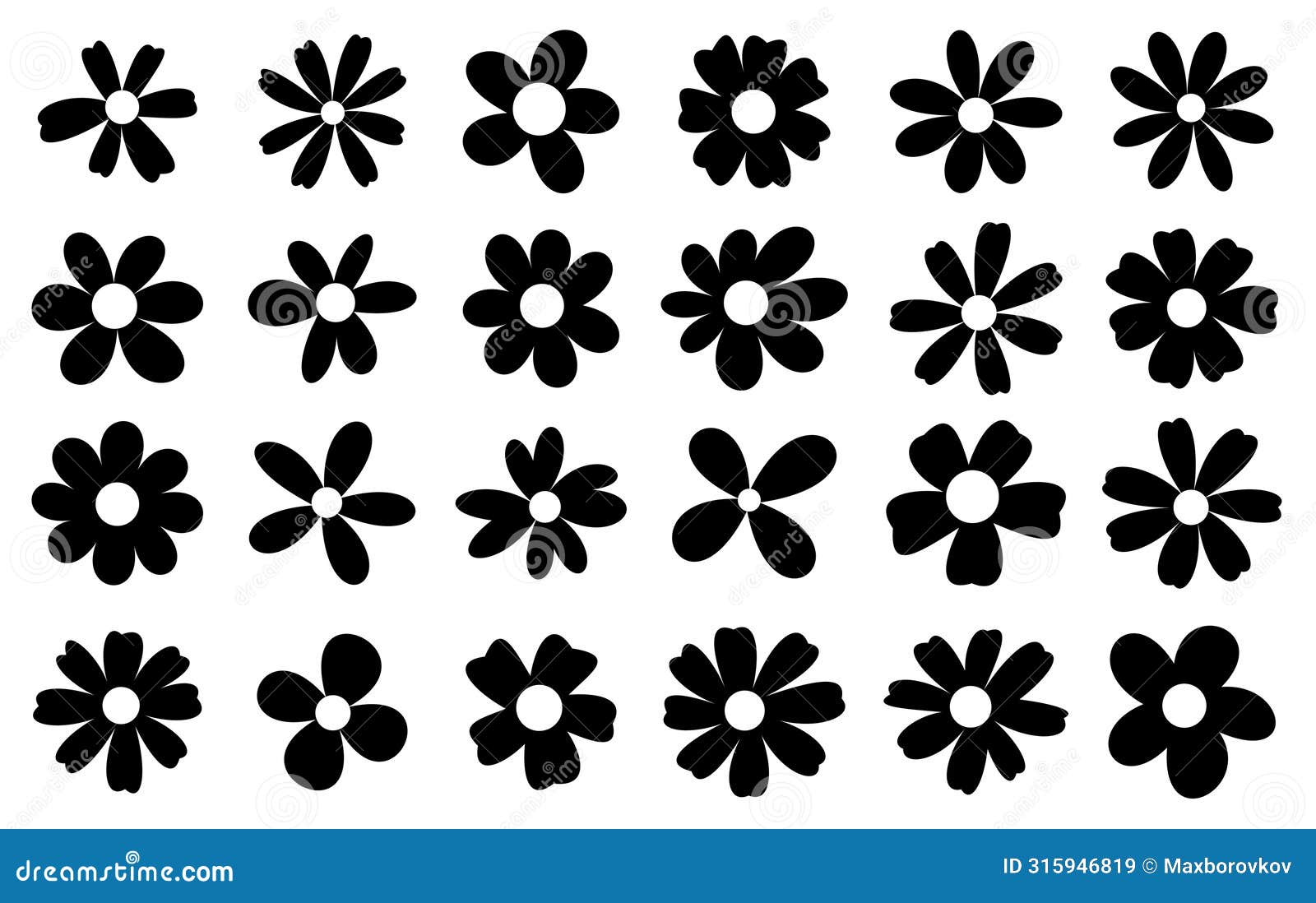Classic Black Floral Silhouettes Stock Vector - Illustration of pattern ...