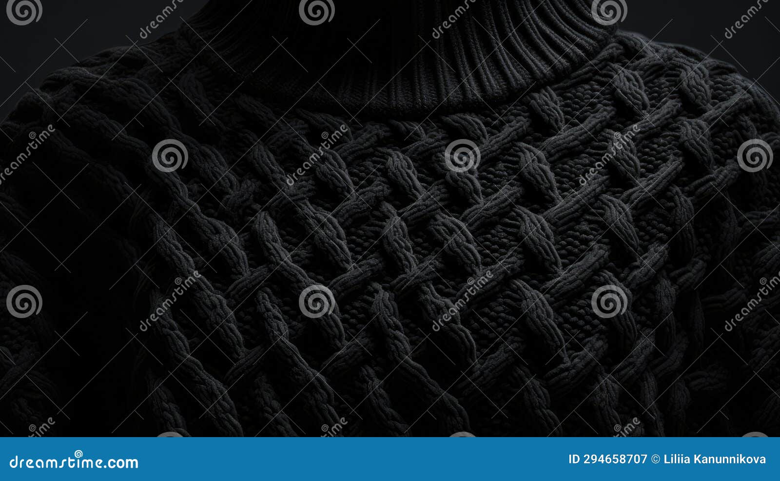 A Classic Black Knit Sweater, with an Ultra-detailed Rendering that ...