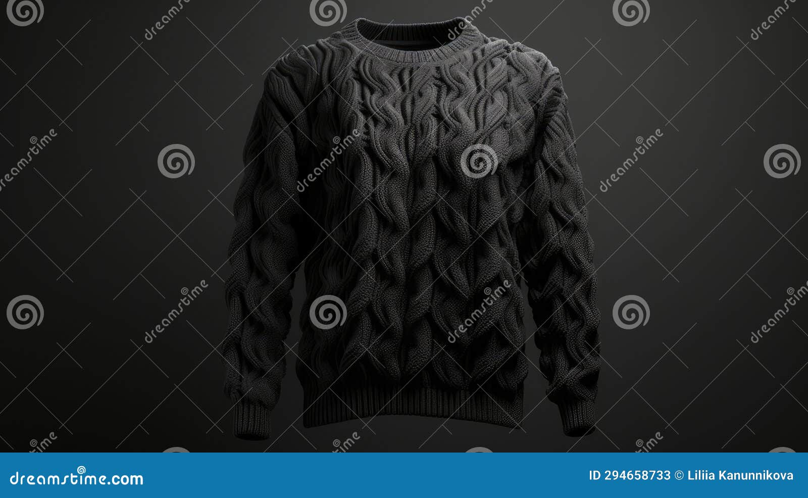A Classic Black Knit Sweater, with an Ultra-detailed Rendering that ...