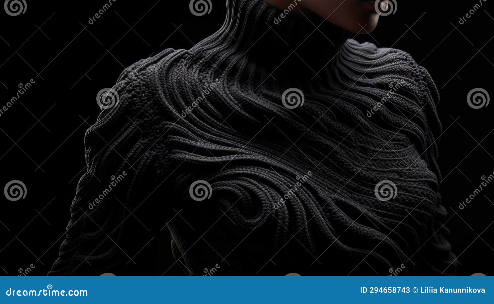 A Classic Black Knit Sweater, with an Ultra-detailed Rendering that ...