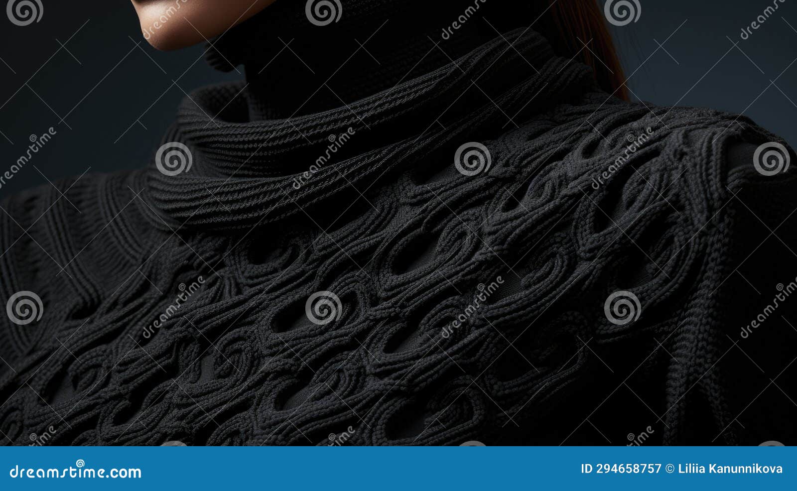 A Classic Black Knit Sweater, with an Ultra-detailed Rendering that ...
