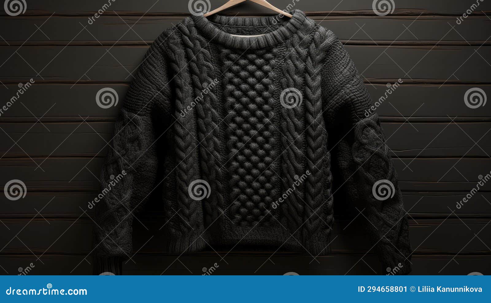 A Classic Black Knit Sweater, with an Ultra-detailed Rendering that ...