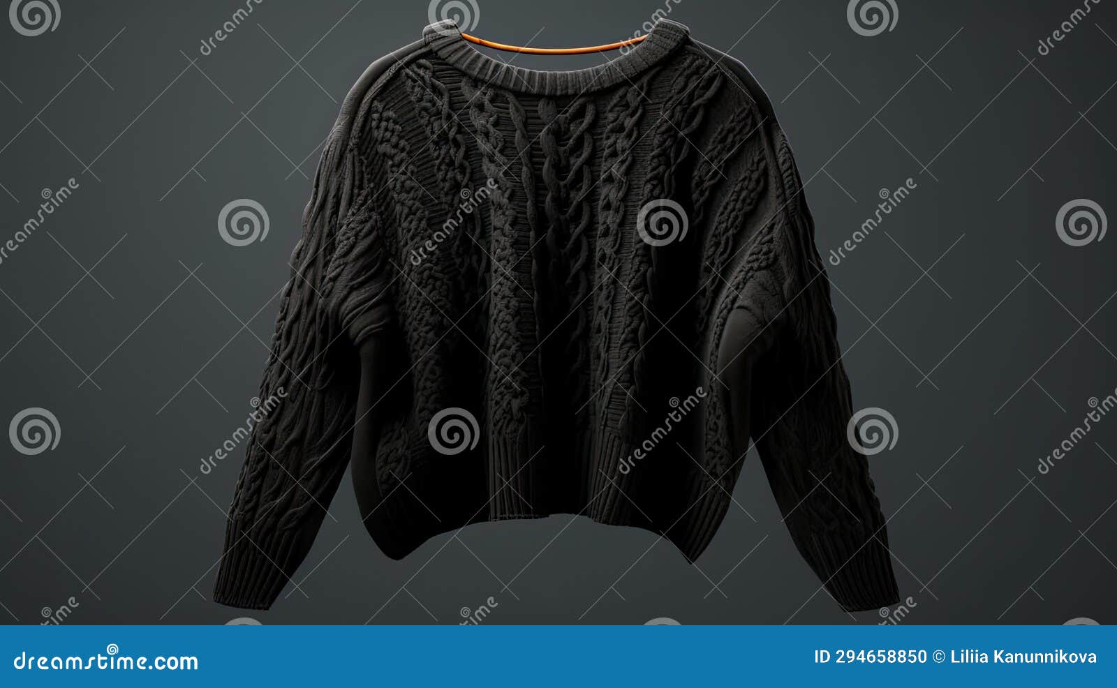 A Classic Black Knit Sweater, with an Ultra-detailed Rendering that ...