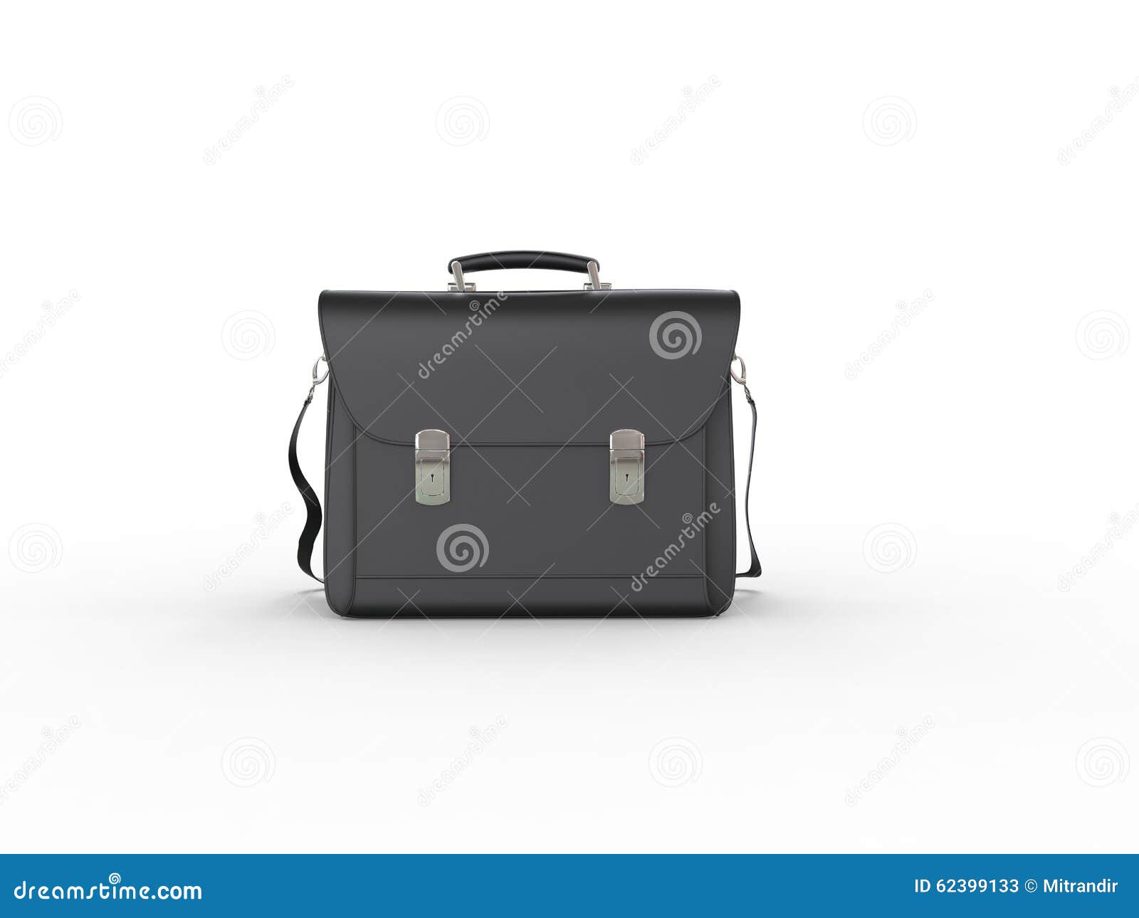 Classic Black Leather Briefcase - Front View Stock Illustration ...