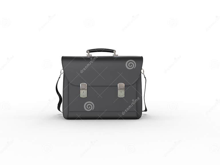 Classic Black Leather Briefcase - Front View Stock Illustration ...