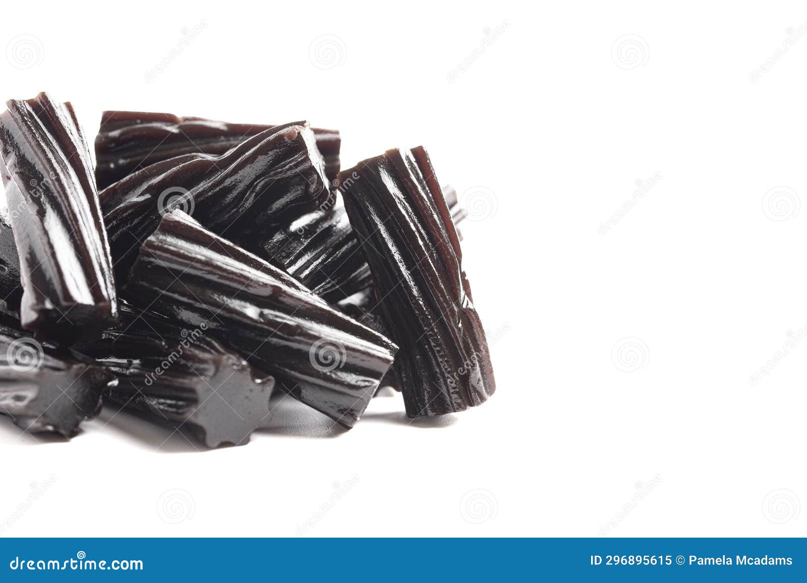Classic Black Licorice Pieces Isolated on a White Background Stock ...