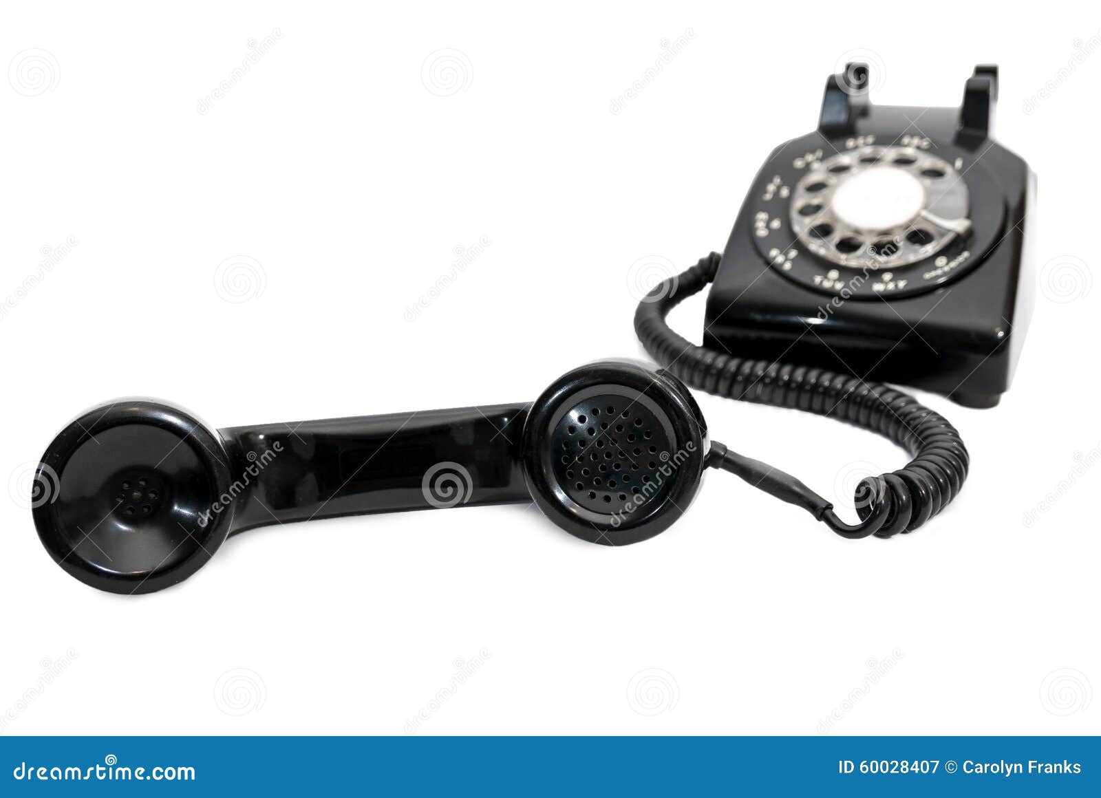 Classic Black Rotary Dial Telephone with Receiver in Focus Stock Image ...