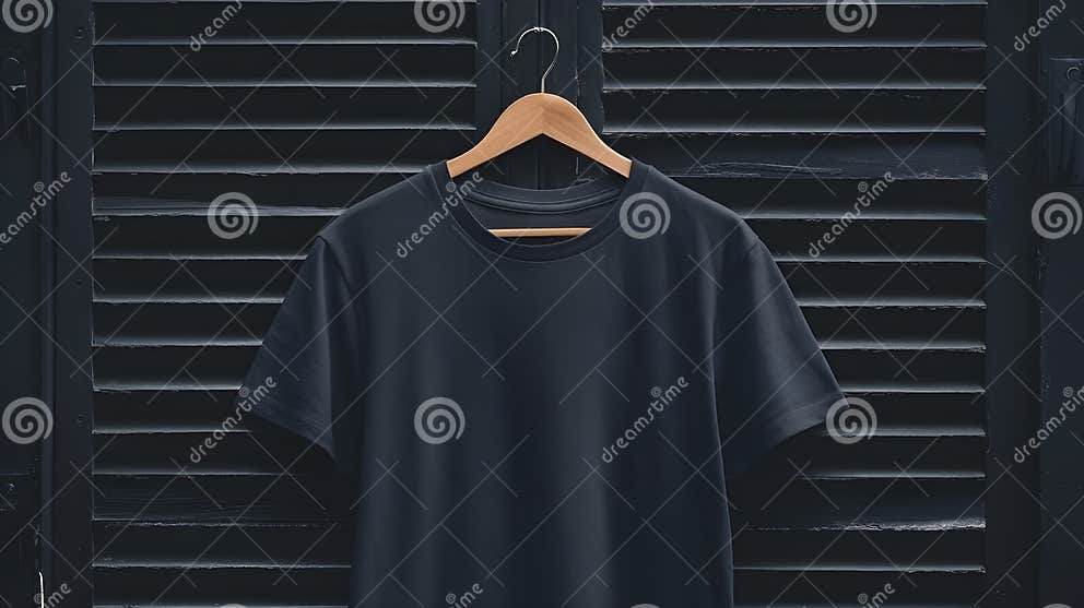 Classic Black Tee on Dramatic Backdrop. Elegant Apparel Showcase. Stock ...