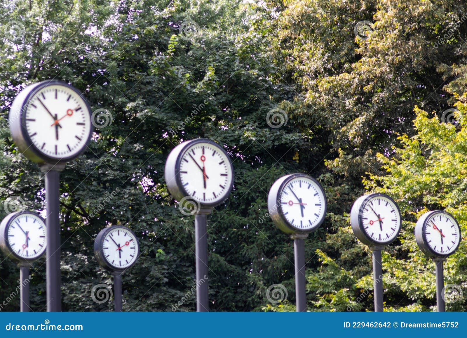 Classic Black and White Analog Clocks with Synchronized Time Show ...