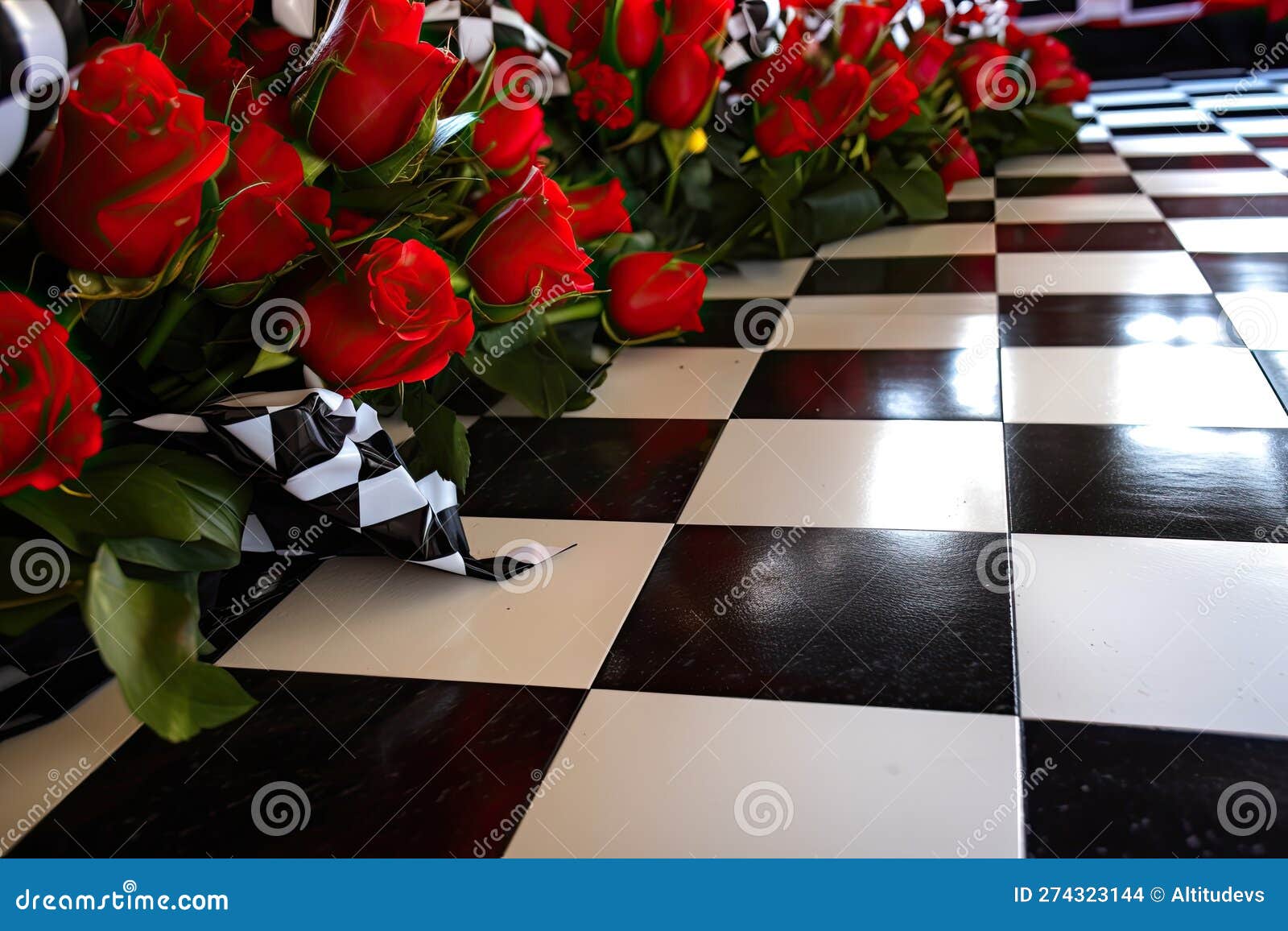Classic Black and White Checkered Border with a Touch of Red Stock ...