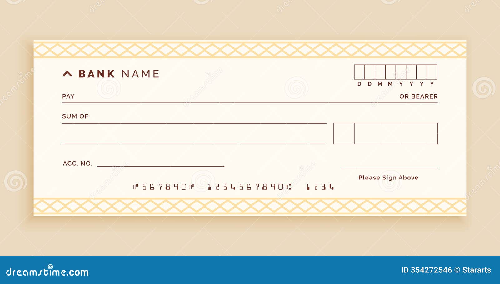 Classic Blank Bank Cheque Checkbook Template for Financial Transaction ...