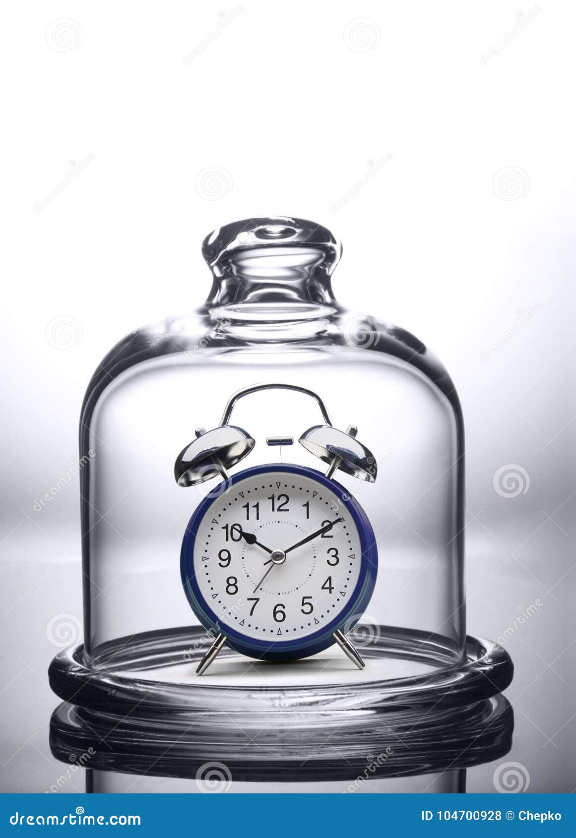 Classic Blue Alarm Clock Morning Time. Save Time and Time Manage Stock ...