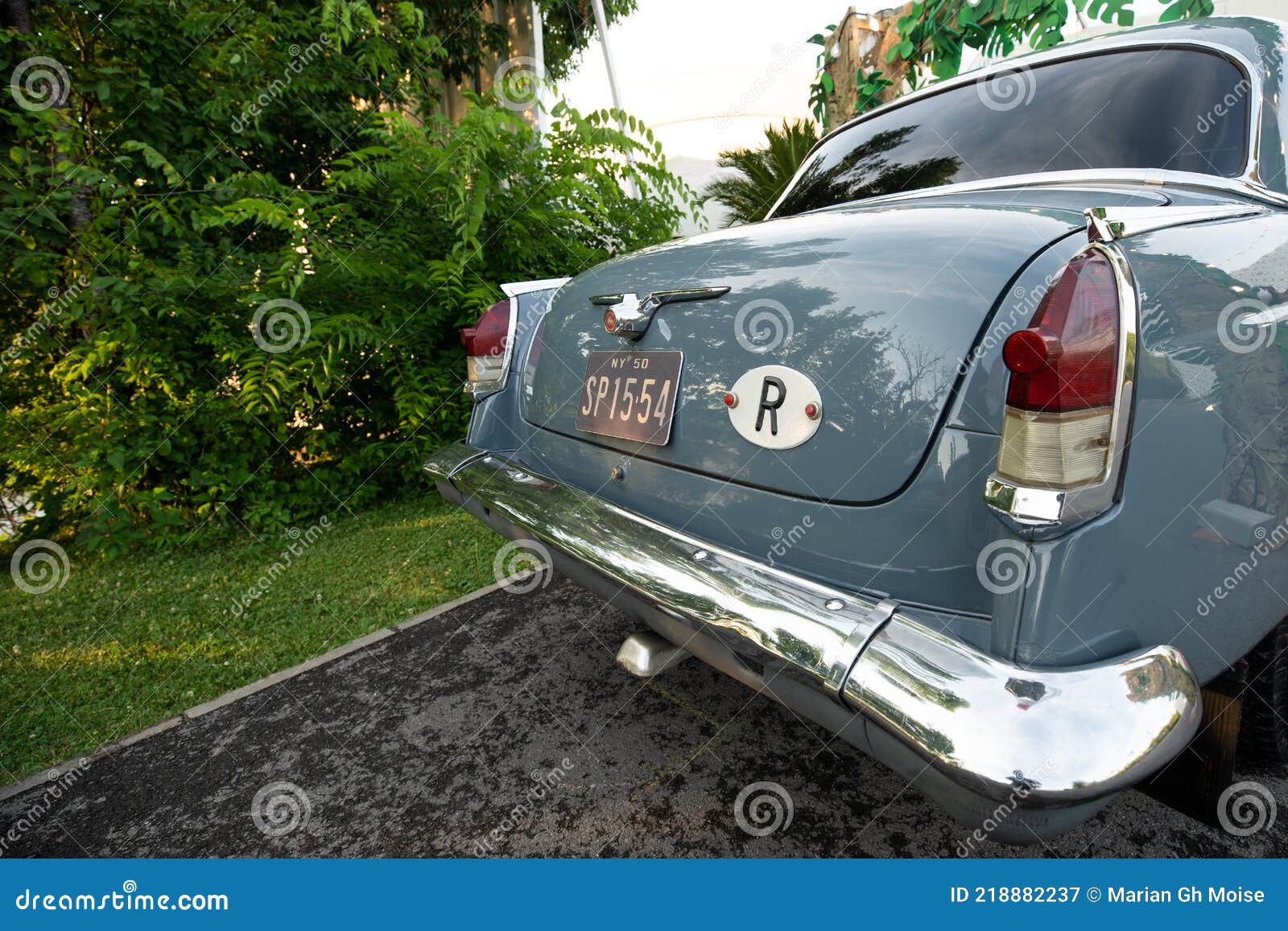 Classic Blue Car Bumper Side Stock Image - Image of classicar, urban ...
