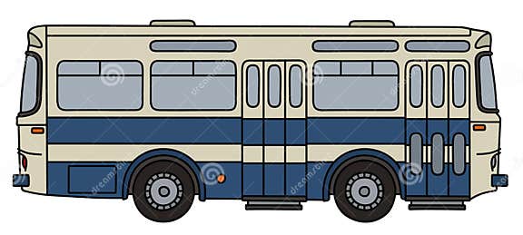 Classic blue line bus stock vector. Illustration of white - 92857028