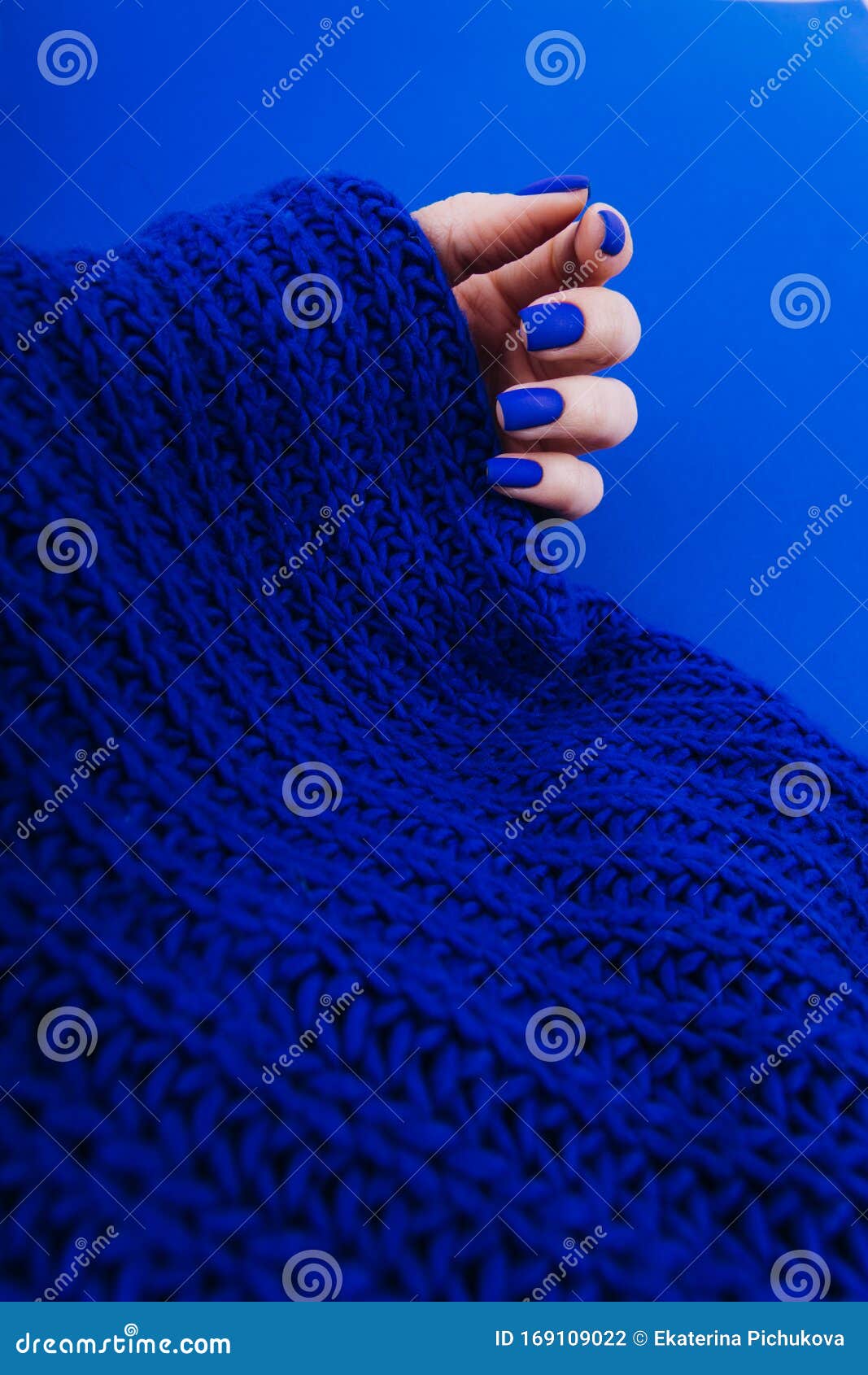 Classic Blue Manicure. the Trend of the Year. Color 2020 Stock Photo ...