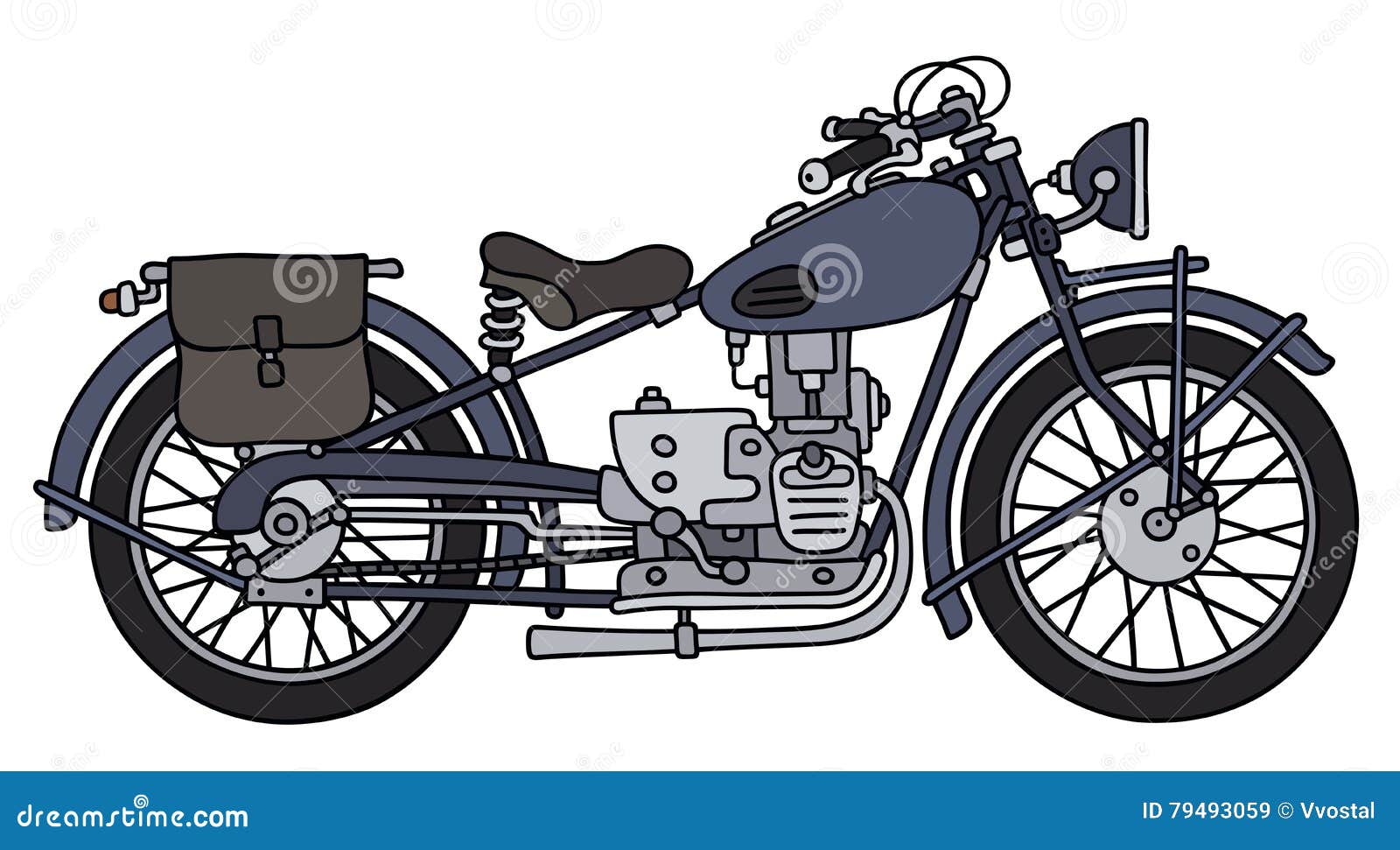 Classic blue motorcycle stock vector. Illustration of retro - 79493059