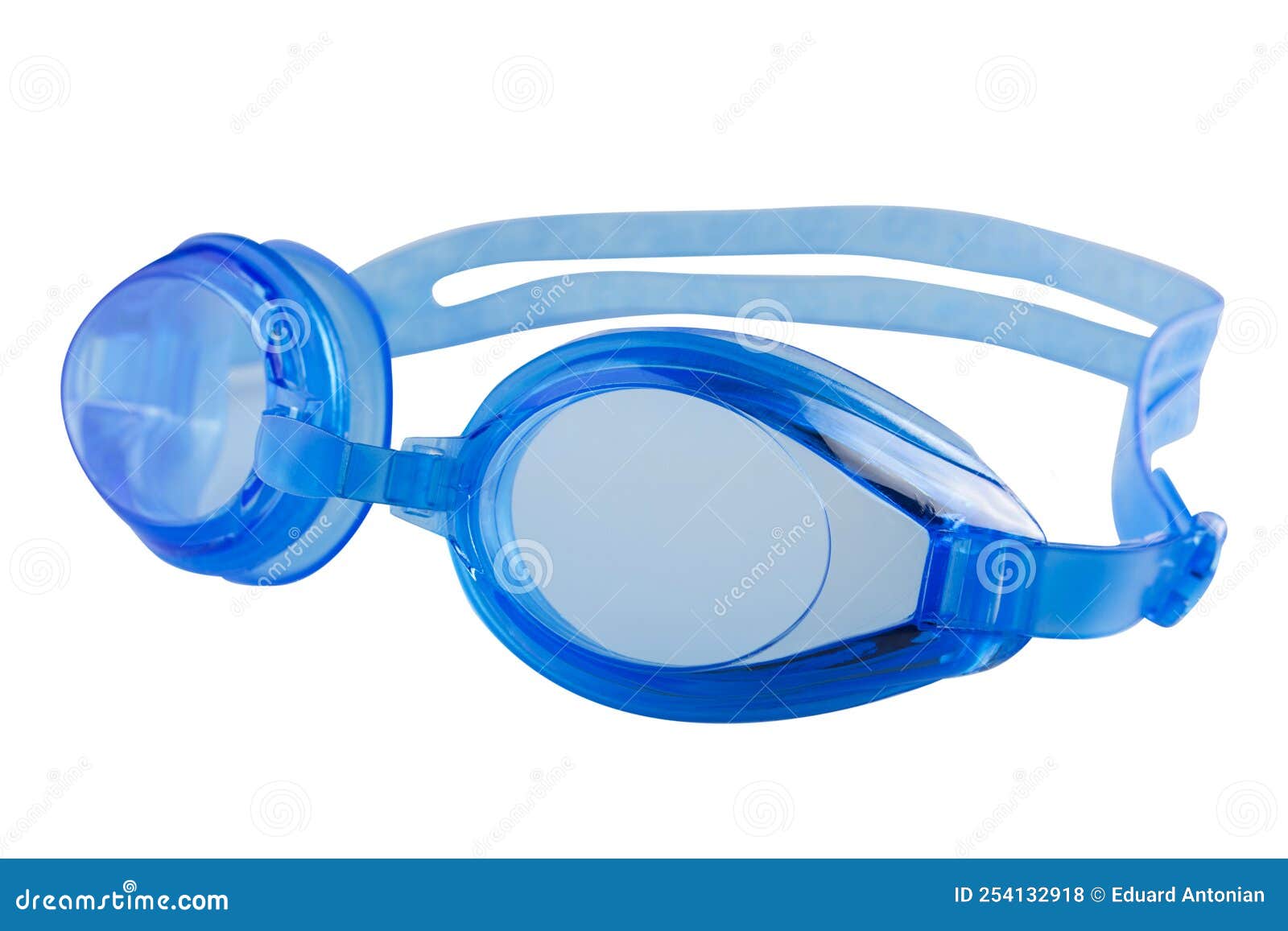 Classic Blue Plastic Goggles for Swimming, on a White Background Stock ...