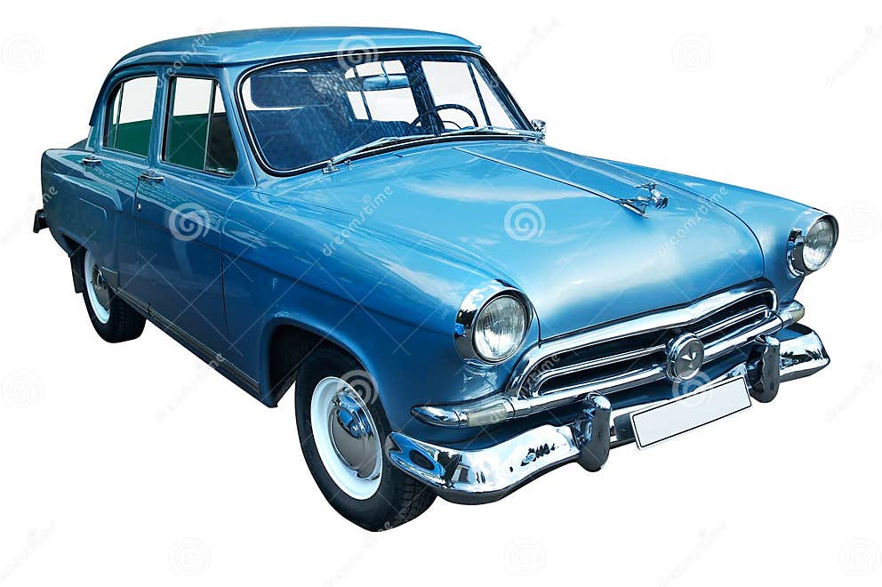 Classic Blue Retro Car Isolated Stock Image - Image of exhibition ...
