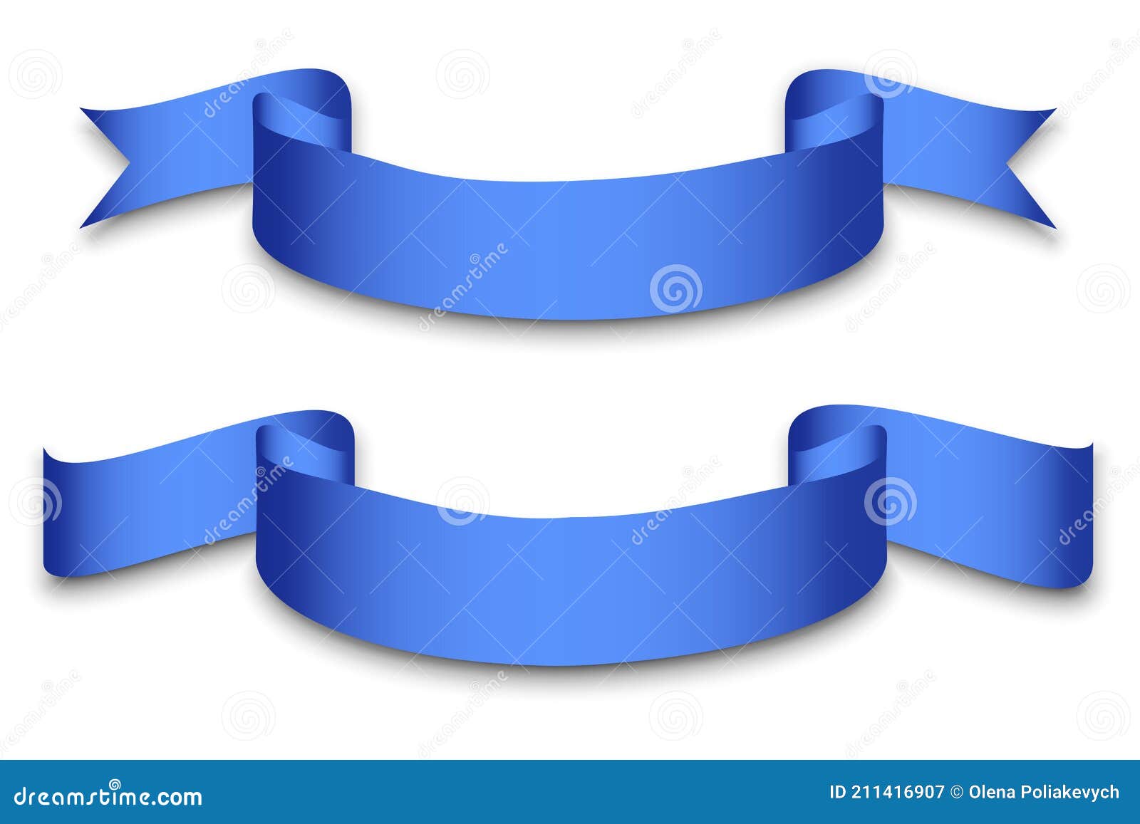 Classic Blue Ribbons. Vector Illustration Flat Design Stock Vector ...