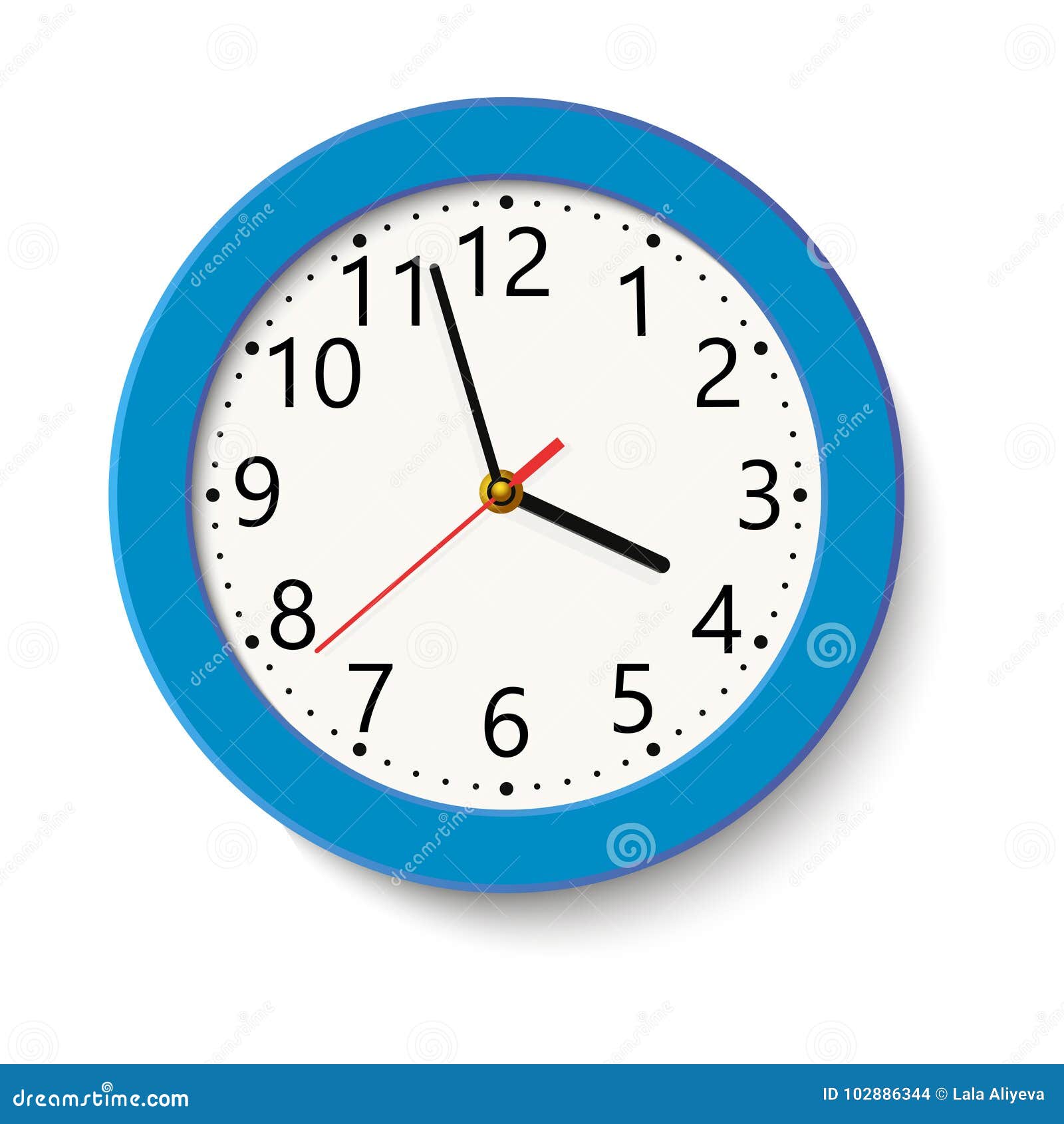 Classic Blue Round Wall Clock Isolated on White . Vector Illustration ...