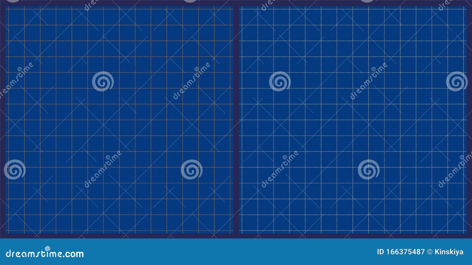 Classic Blue Square Grid Paper. Blue Dotted Line Cage Pattern Set ...