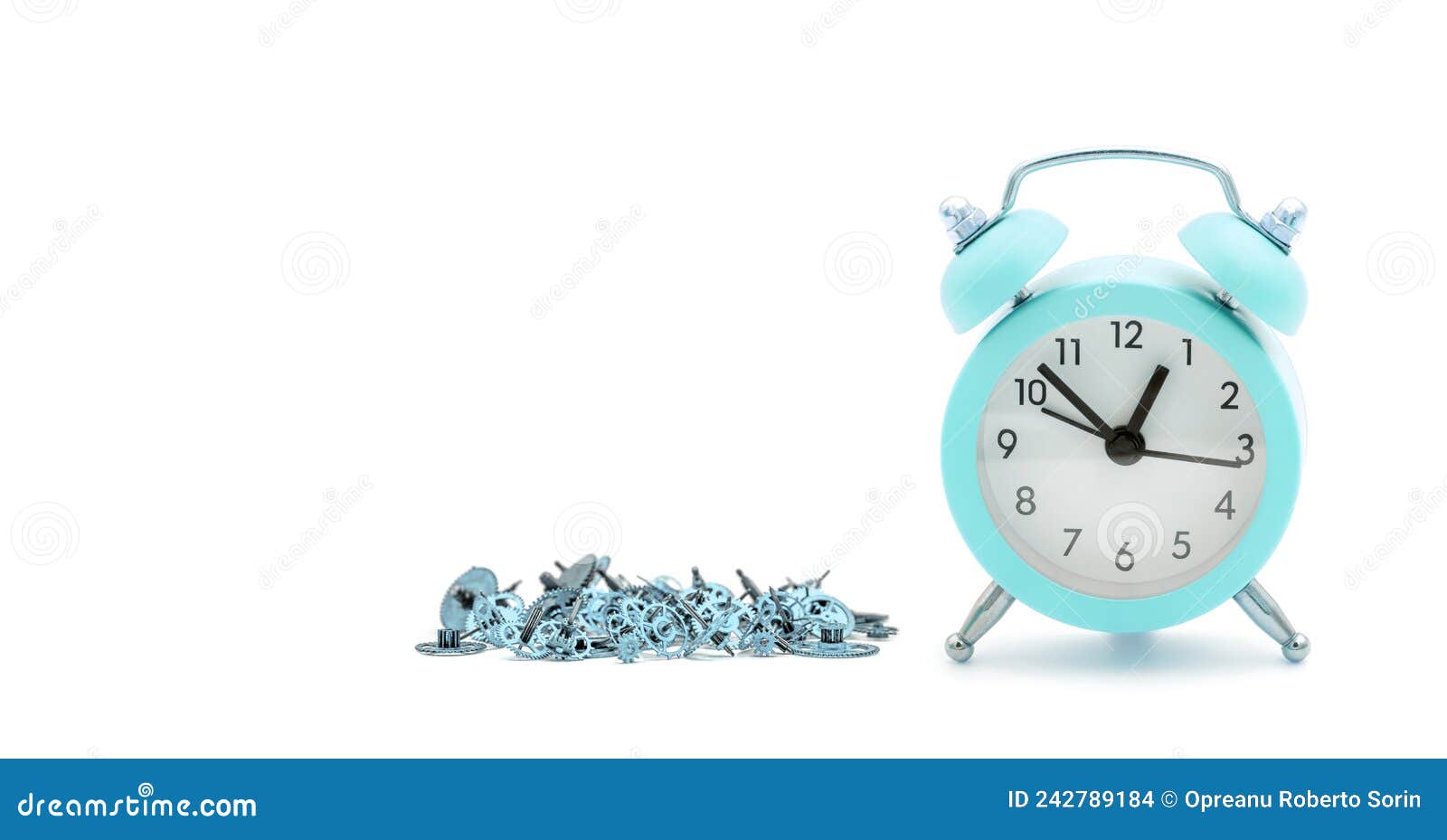 Classic blue table clock stock photo. Image of analog - 242789184