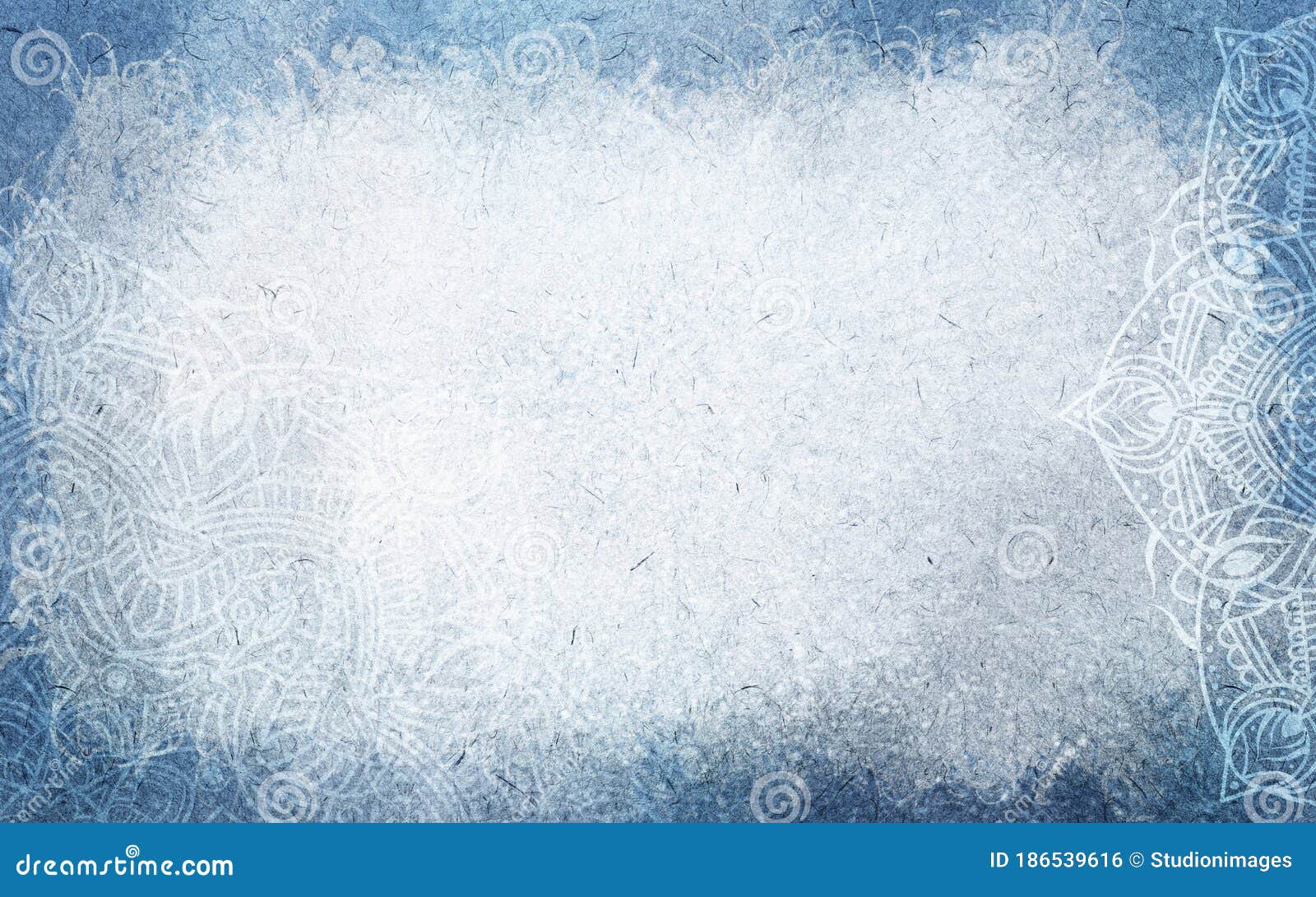 Classic Blue Textured Watercolor Background with Mandalas Stock ...