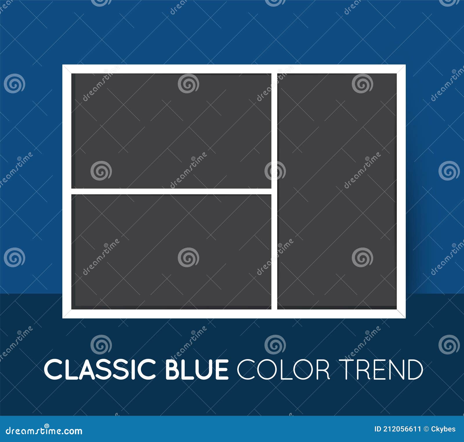 Classic Blue Trendy Color Horizontal Collage Layout Template. Frames ...
