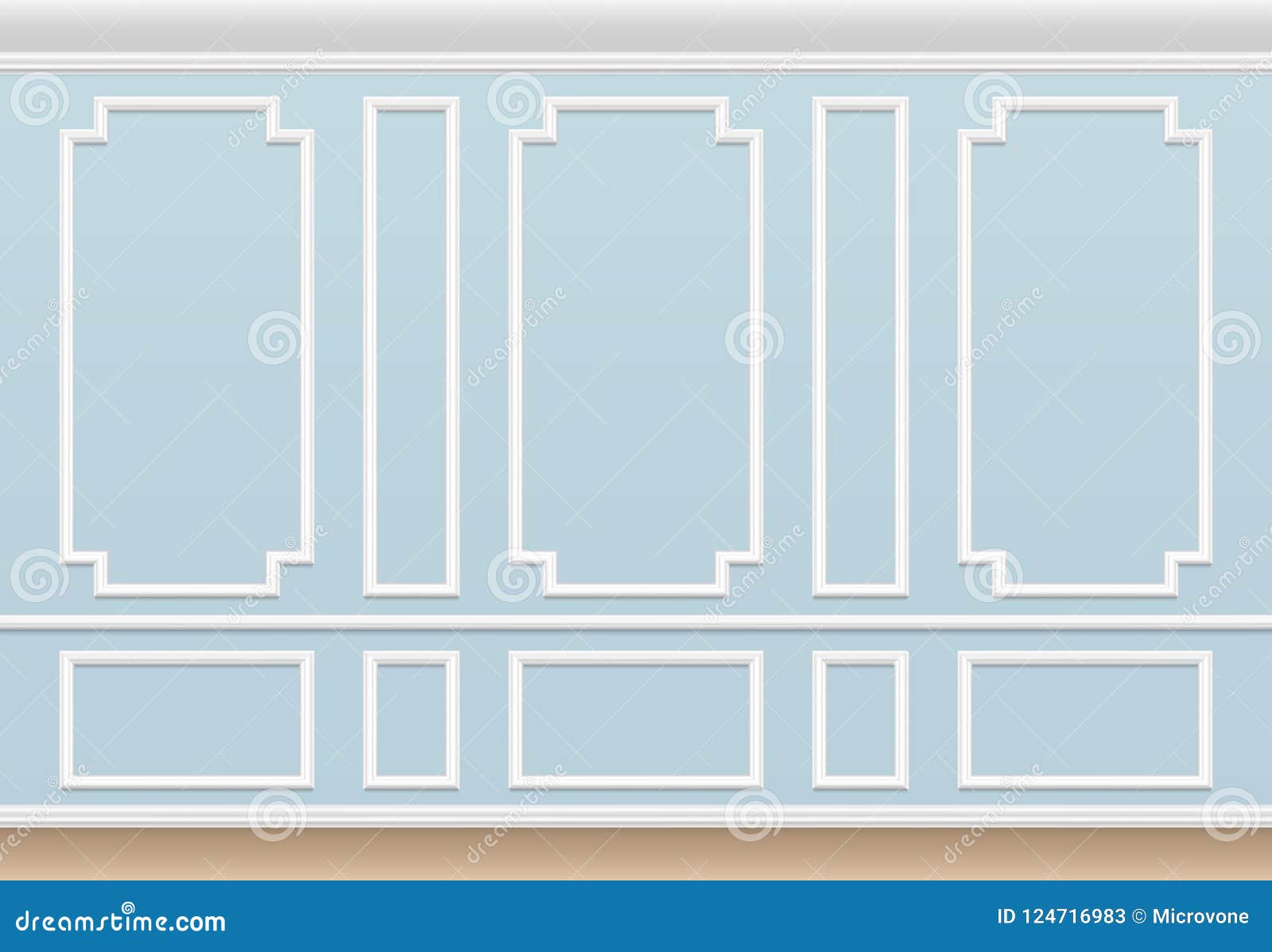 Classic Blue Wall with Moulding Panel. House Luxury Interior with ...