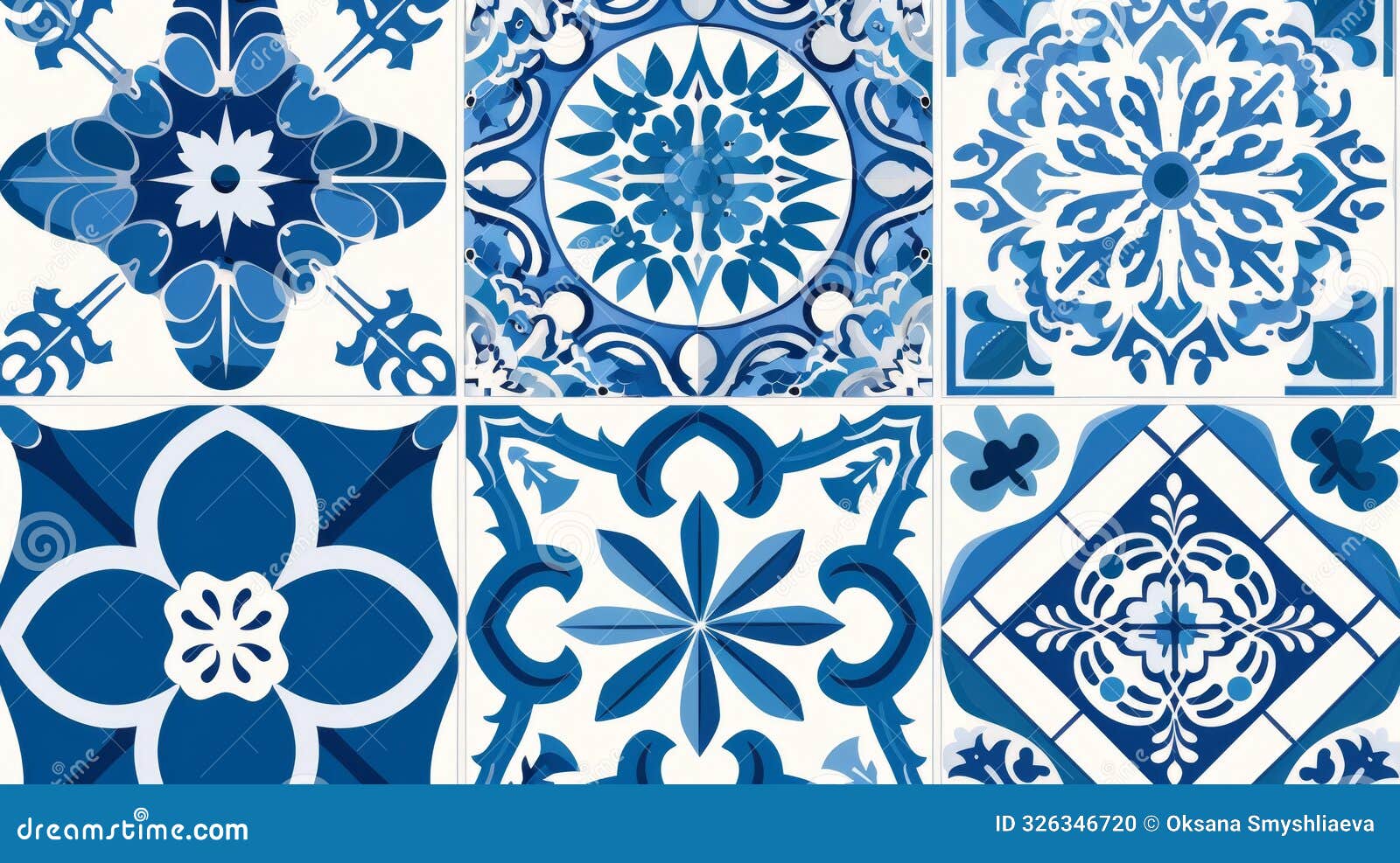 Classic Blue and White Ceramic Tile Patterns Collection Stock Photo ...
