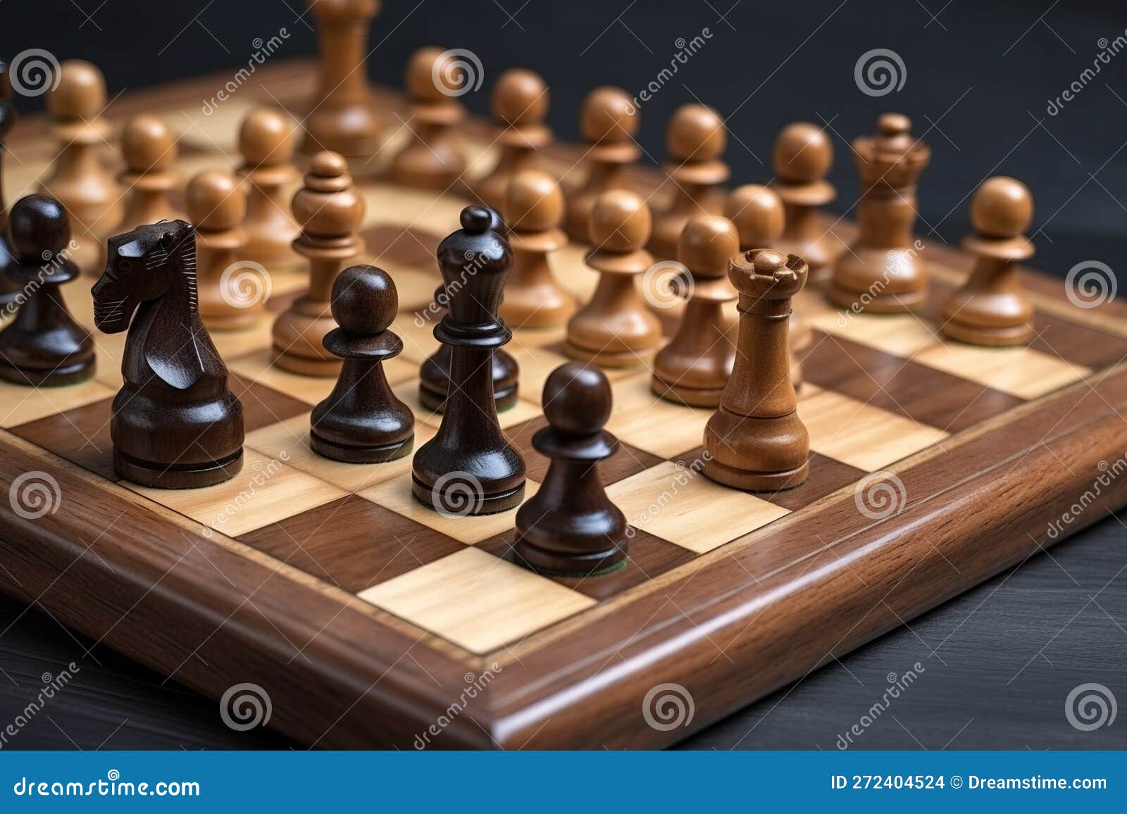 The Classic Board Intellectual Game of Chess. Game Positions. Wooden ...