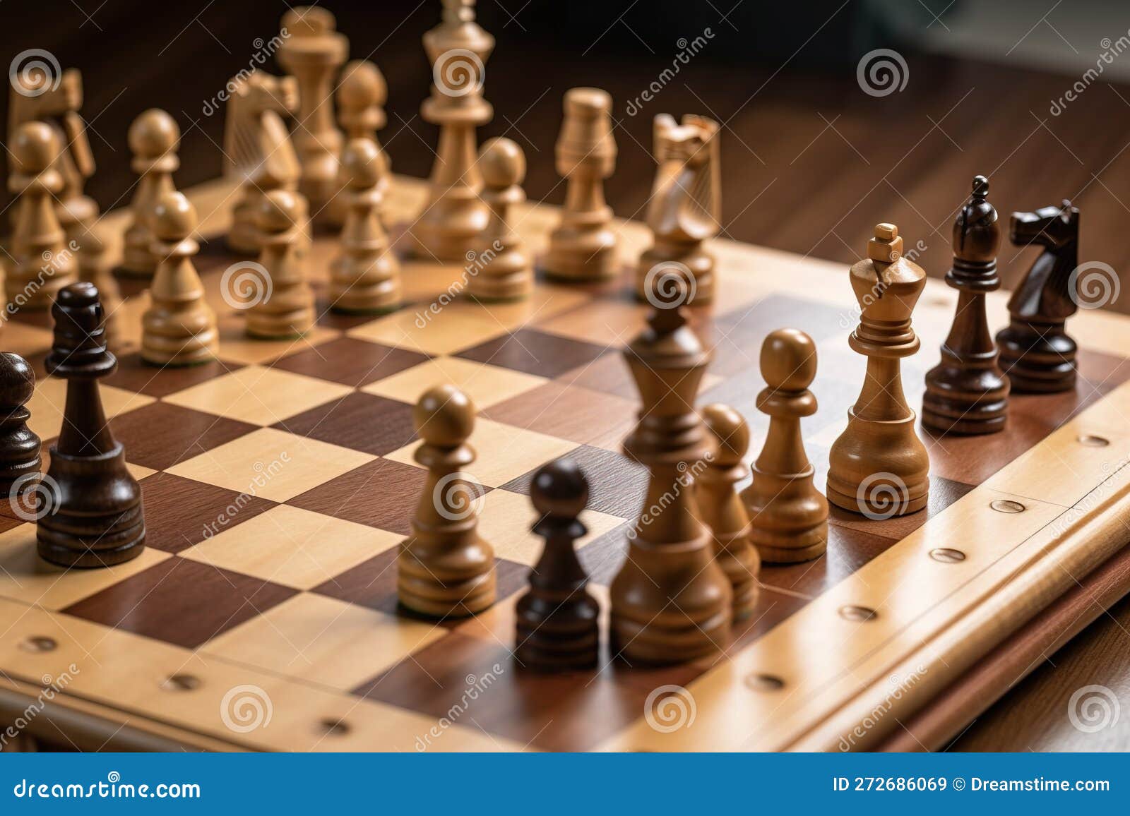 The Classic Board Intellectual Game of Chess. Game Positions. Wooden ...
