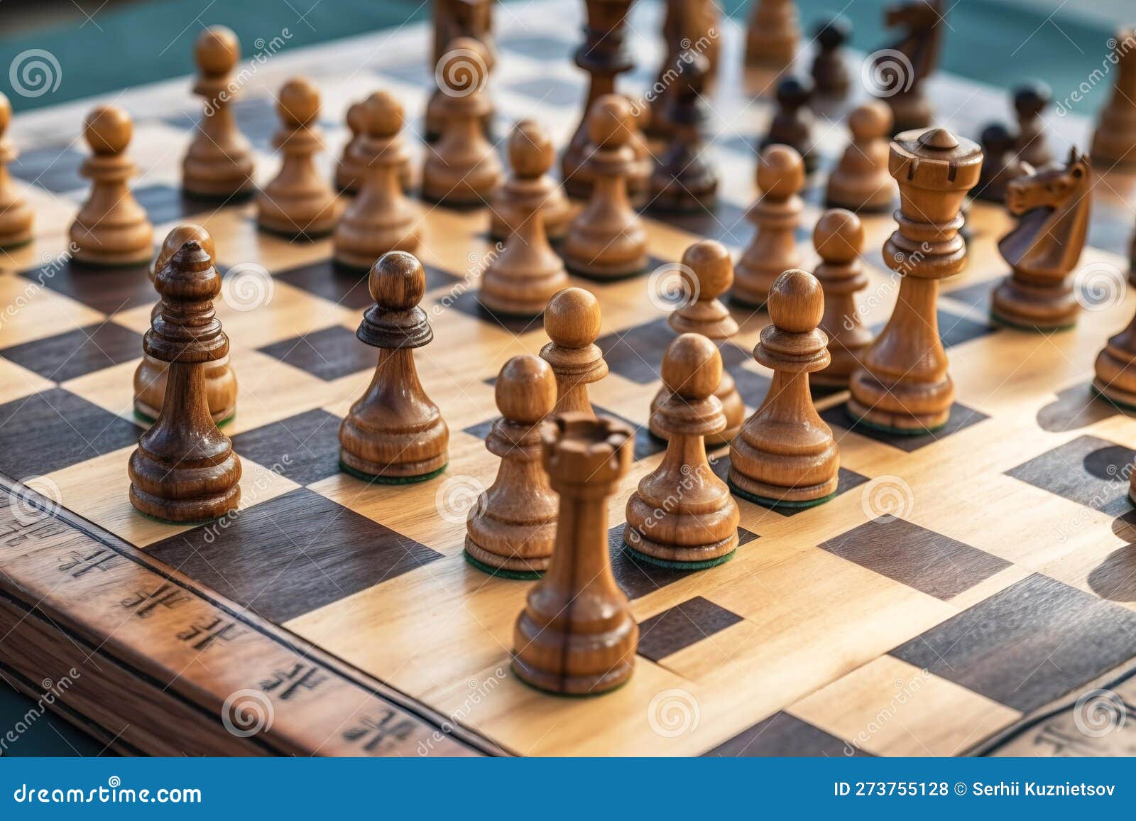 The Classic Board Intellectual Game of Chess. Game Positions. Wooden ...