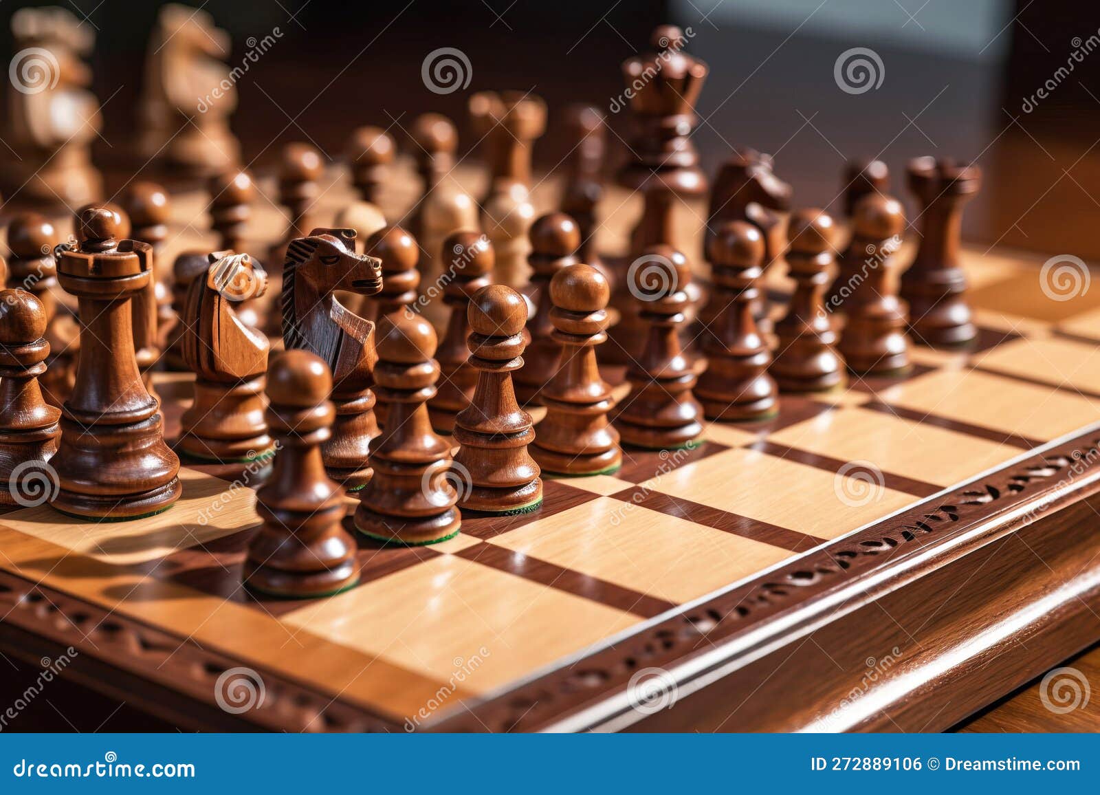 The Classic Board Intellectual Game of Chess. Game Positions. Wooden ...