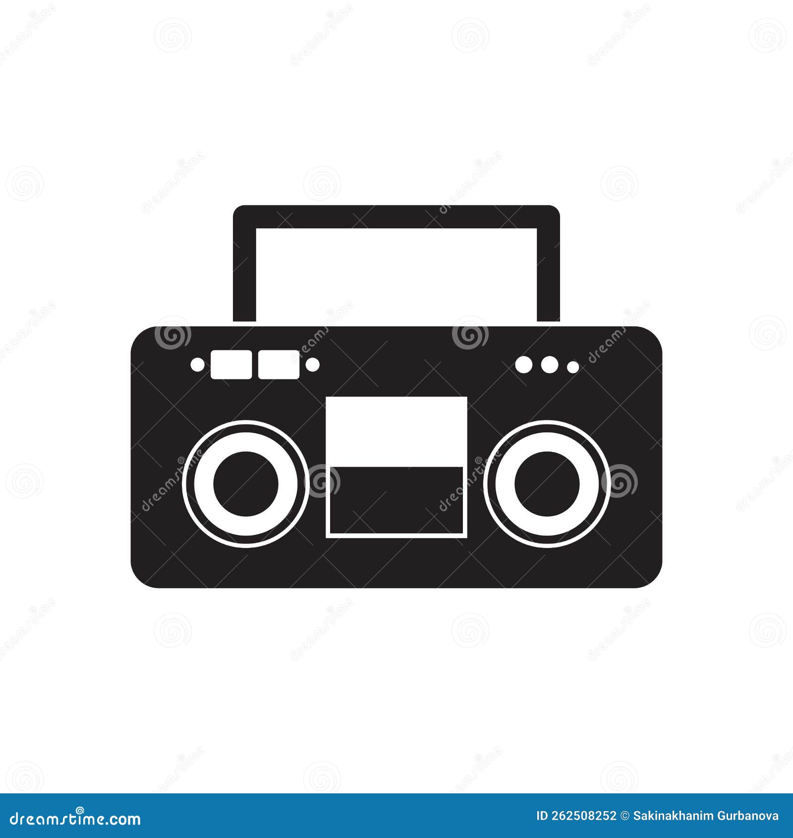 Classic Boombox Icon Isolated on White Background Raster Stock ...