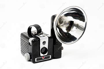 Classic Box Camera with Flash Stock Photo - Image of black, flash: 33343522