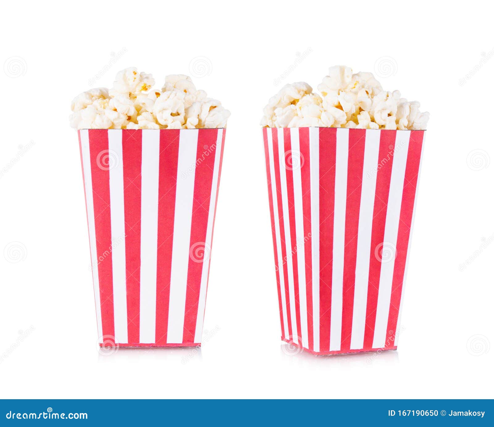 Classic Box of Popcorn Isolated on White Background Stock Photo - Image ...