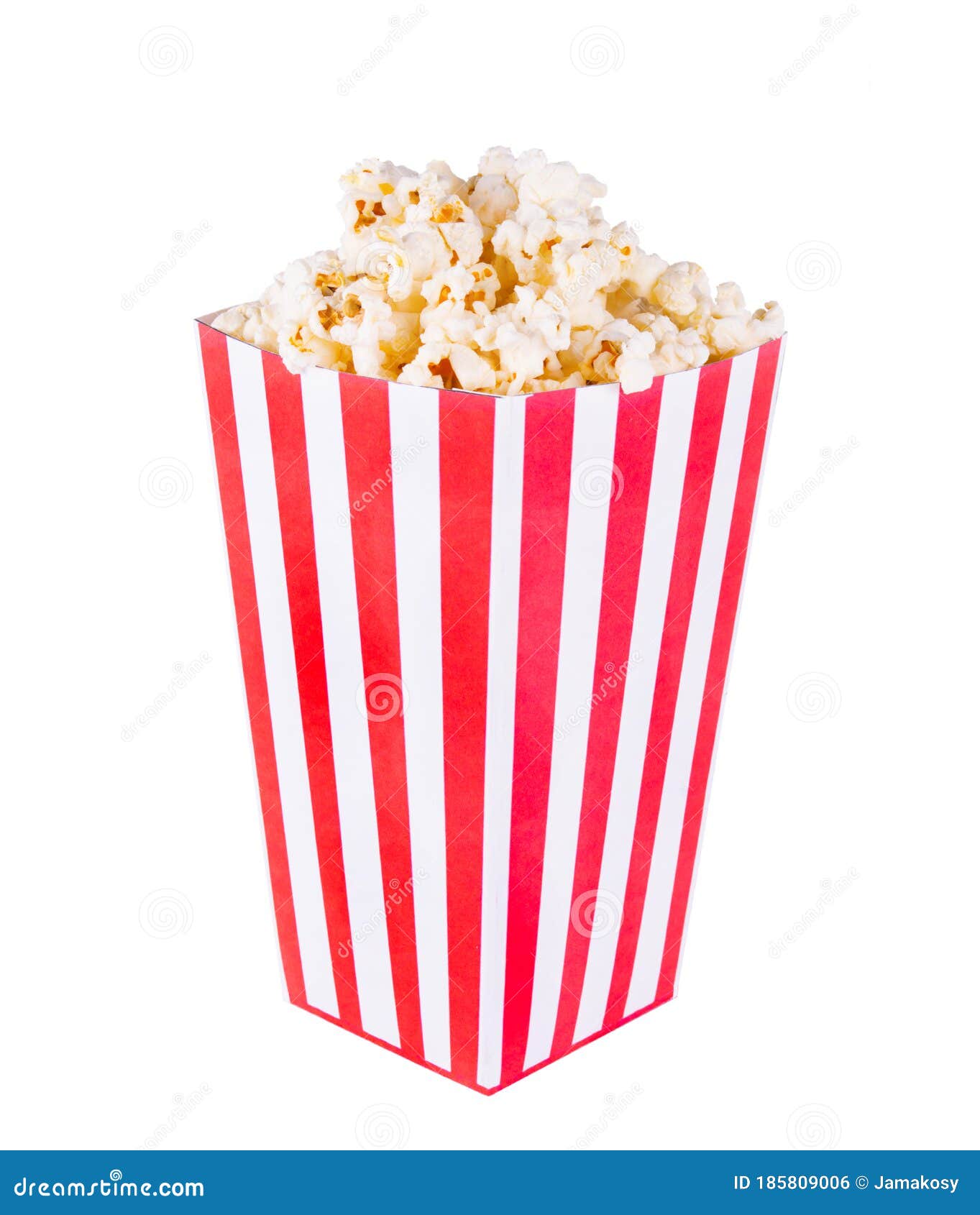 Classic Box of Popcorn Isolated on White Background Stock Photo - Image ...