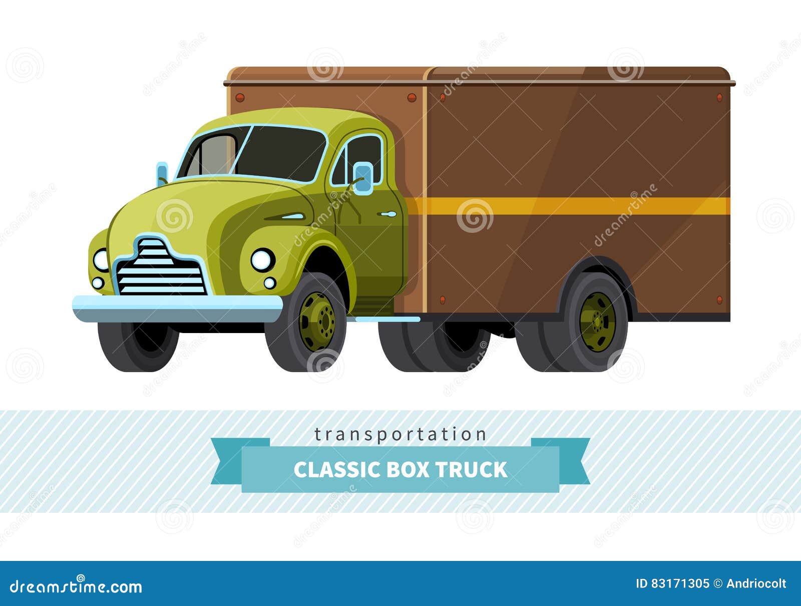Classic Box Truck Front Side View Stock Vector - Illustration of auto ...
